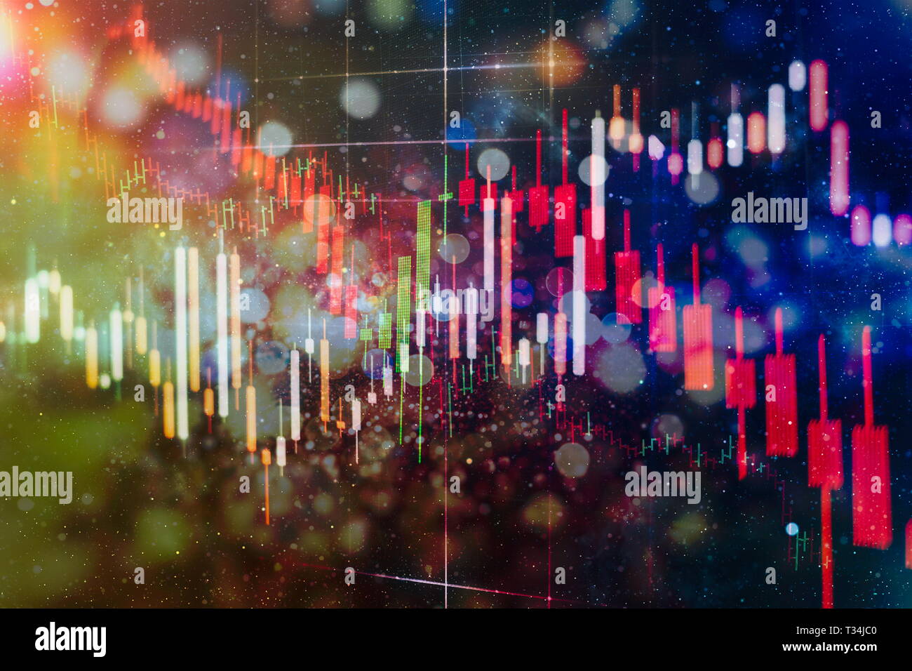 Charts of financial instruments with various type of indicators ...