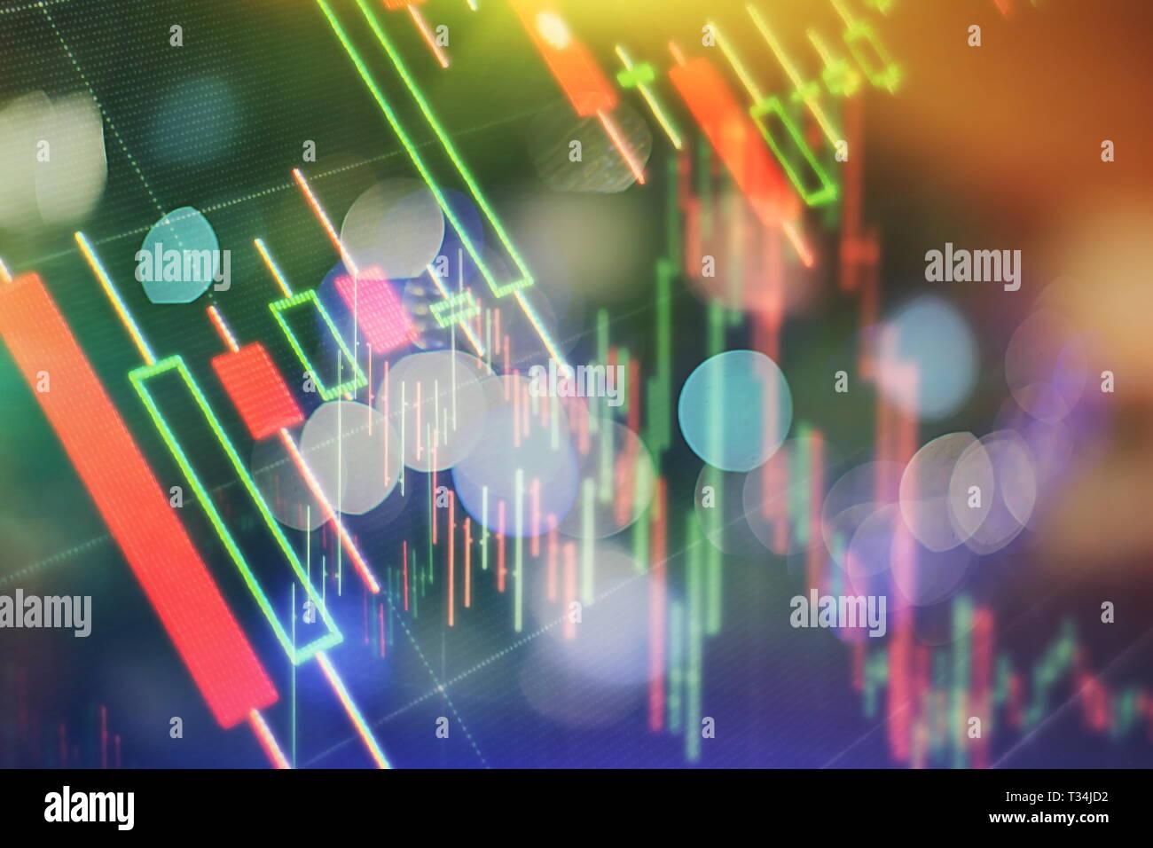 Charts of financial instruments with various type of indicators ...