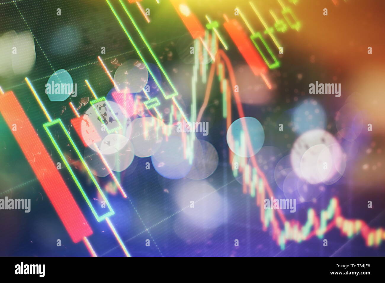 Charts of financial instruments with various type of indicators ...