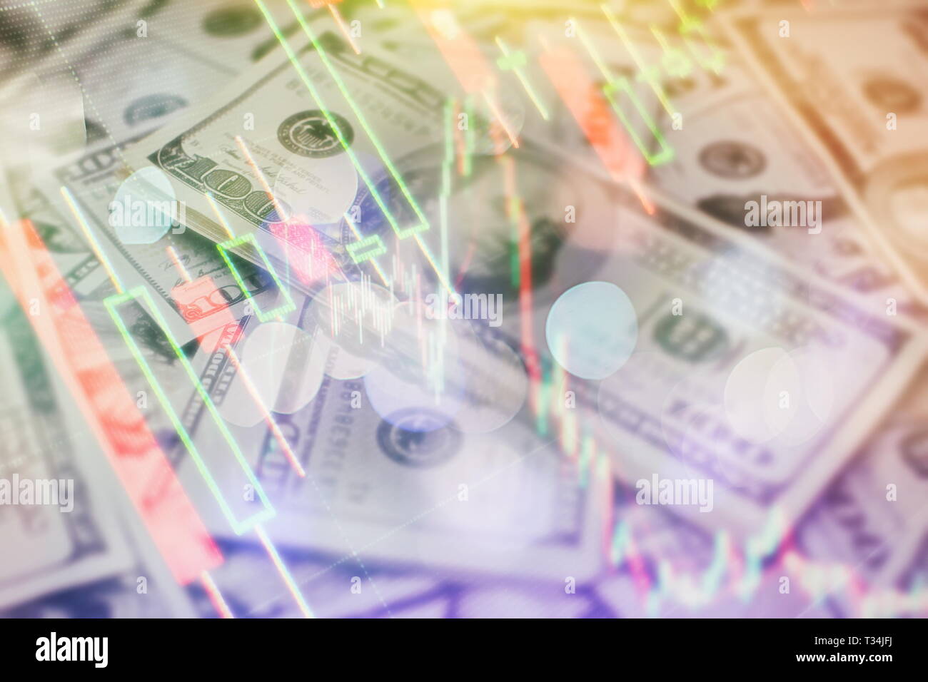 Charts of financial instruments with various type of indicators ...