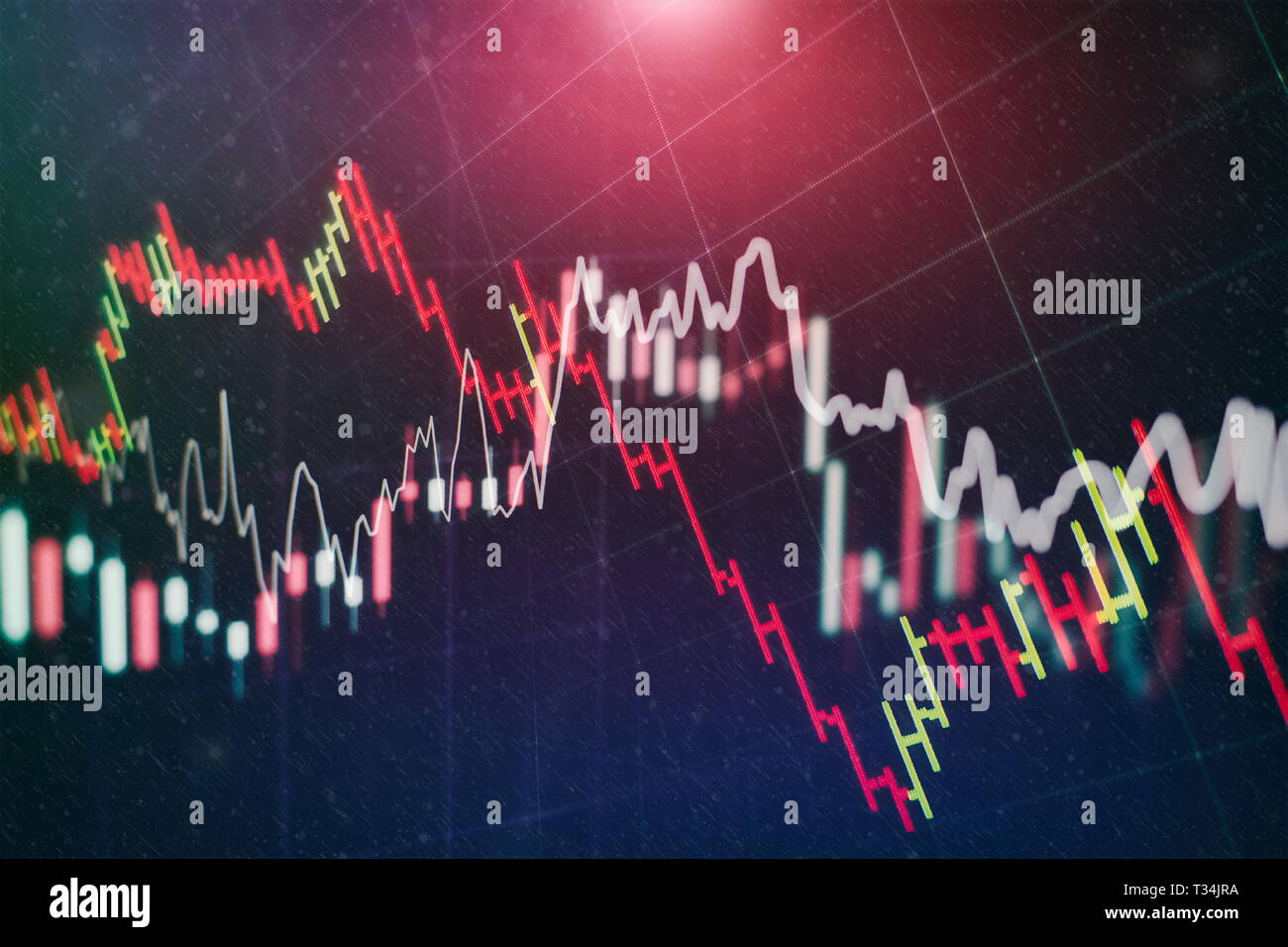 data on a monitor which including of Market Analyze. Bar graphs ...