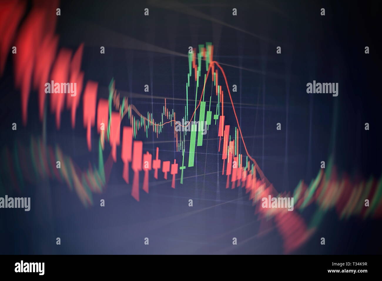 data on a monitor which including of Market Analyze. Bar graphs ...