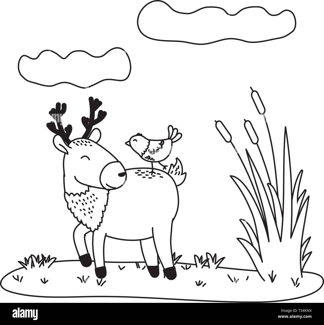 cute littles animals at nature environment cartoon vector illustration ...