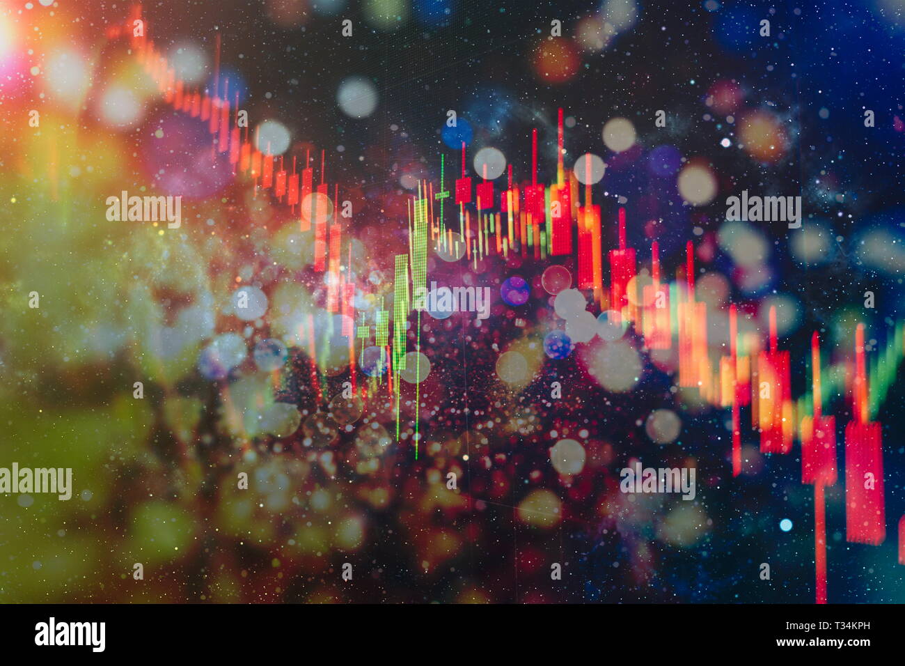 Charts of financial instruments with various type of indicators ...