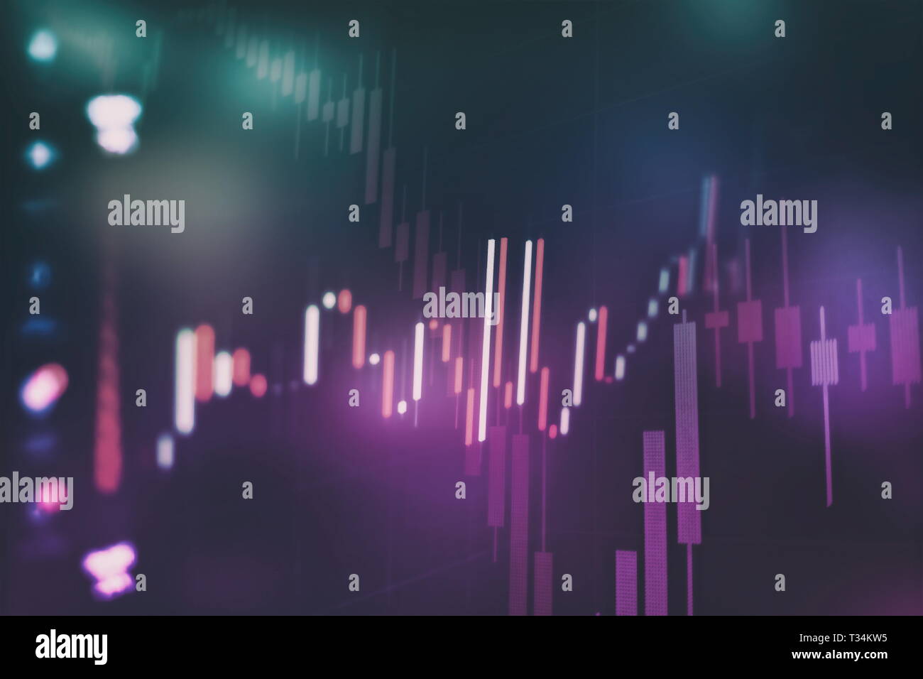 Charts of financial instruments with various type of indicators ...