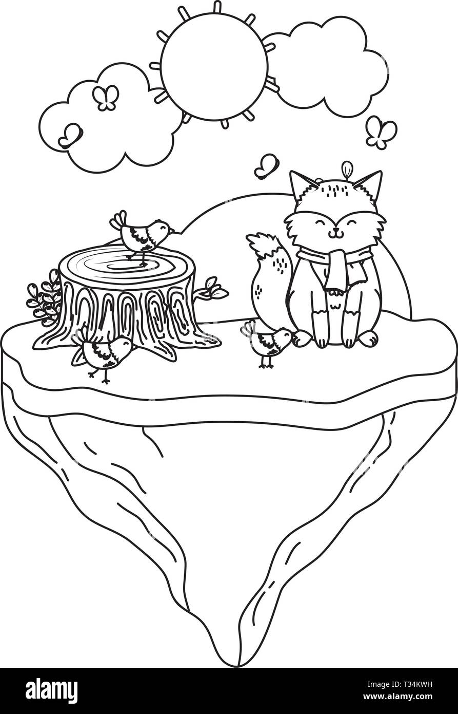 cute littles animals at nature environment cartoon vector illustration ...
