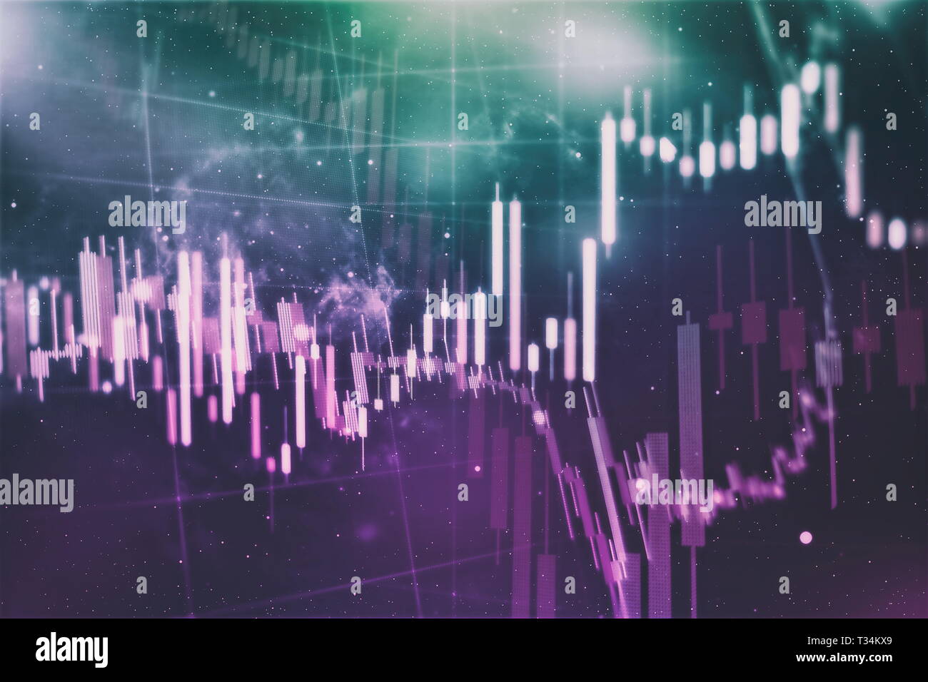 Charts of financial instruments with various type of indicators ...