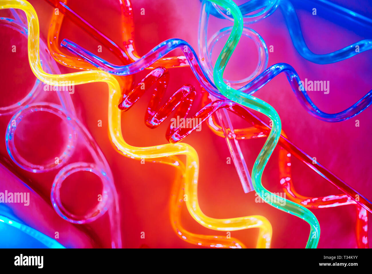 Neon plastic tubes. Modern and trendy version of eco concept Stock ...