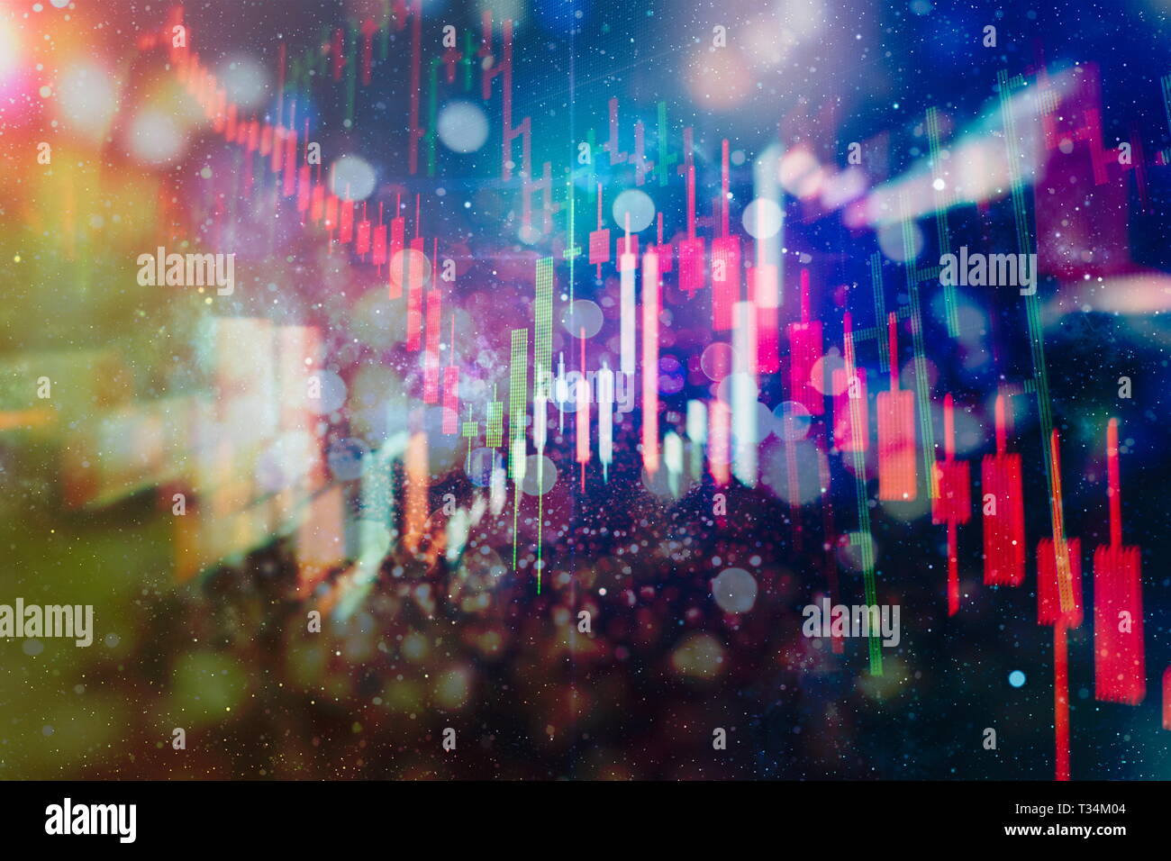 Charts of financial instruments with various type of indicators ...