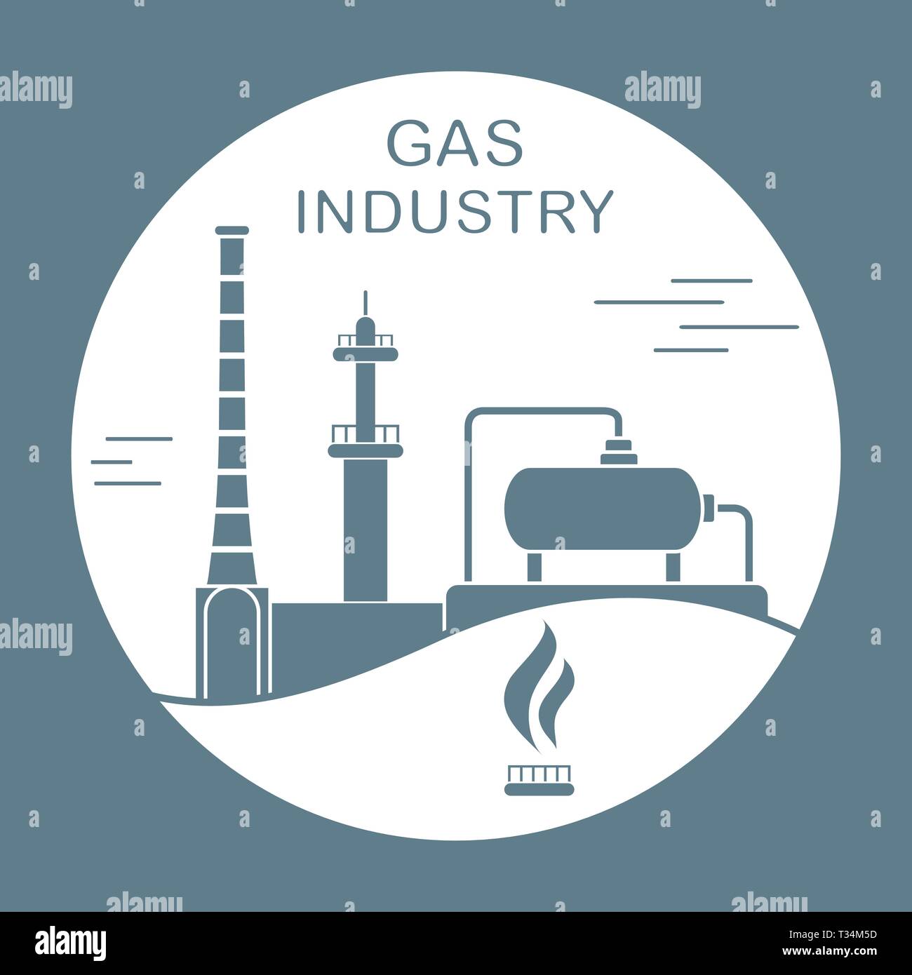 Vector illustration with equipment for gas production. Gas industry ...