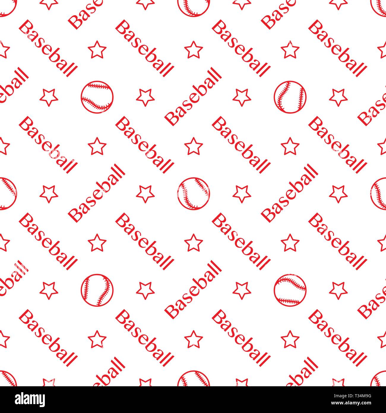 Vector seamless pattern with baseball balls and inscription baseball ...