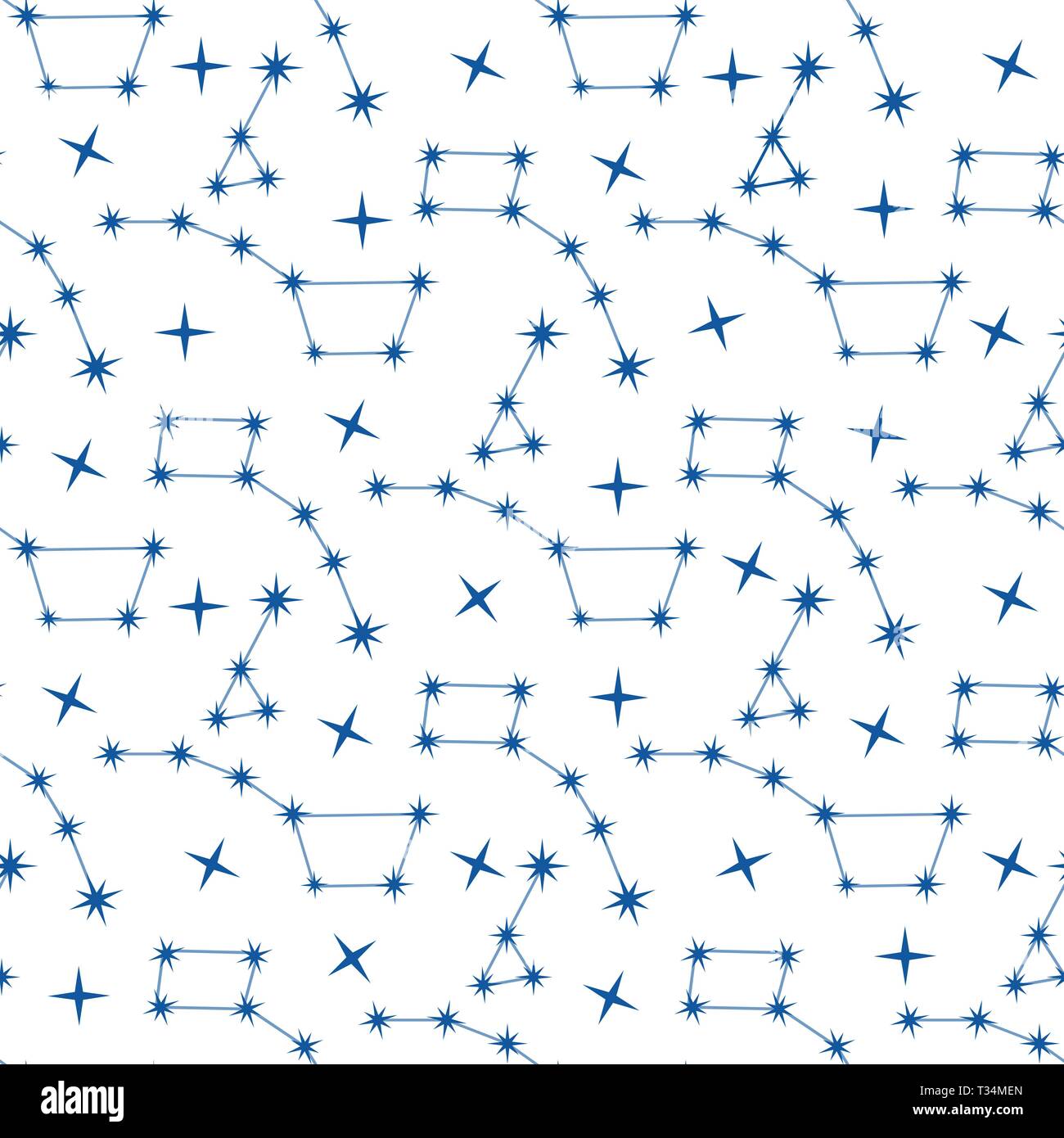 Seamless vector pattern with constellations. Space exploration ...