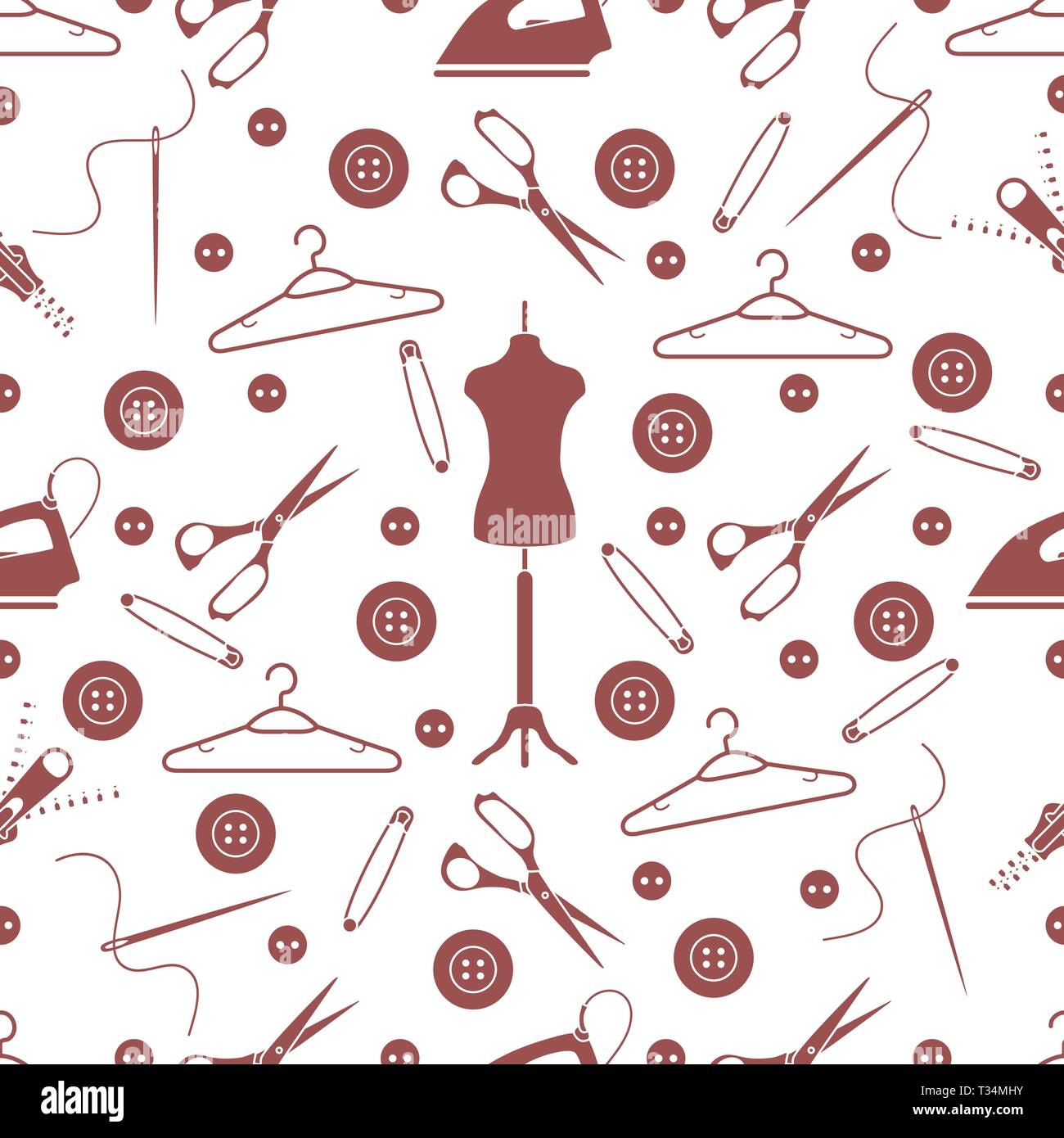 Vector seamless pattern with tools and accessories for sewing. Template ...