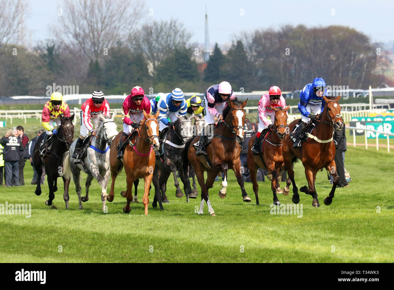 Racing horses at Aintree Race course, Liverpool, UK. 6th April, 2019 ...
