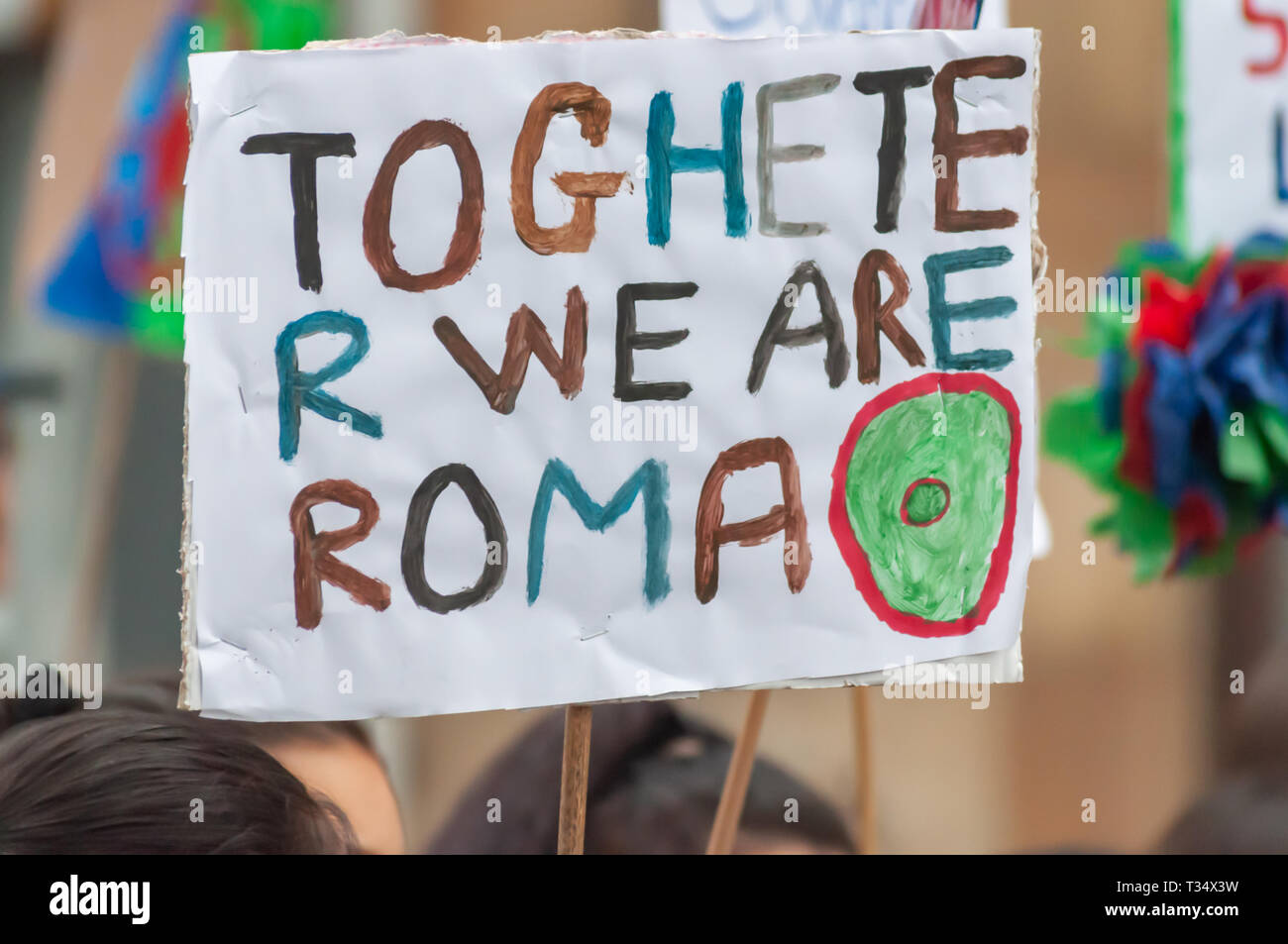 Glasgow, Scotland, UK. 6th April, 2019: A sign saying Together We Are ...