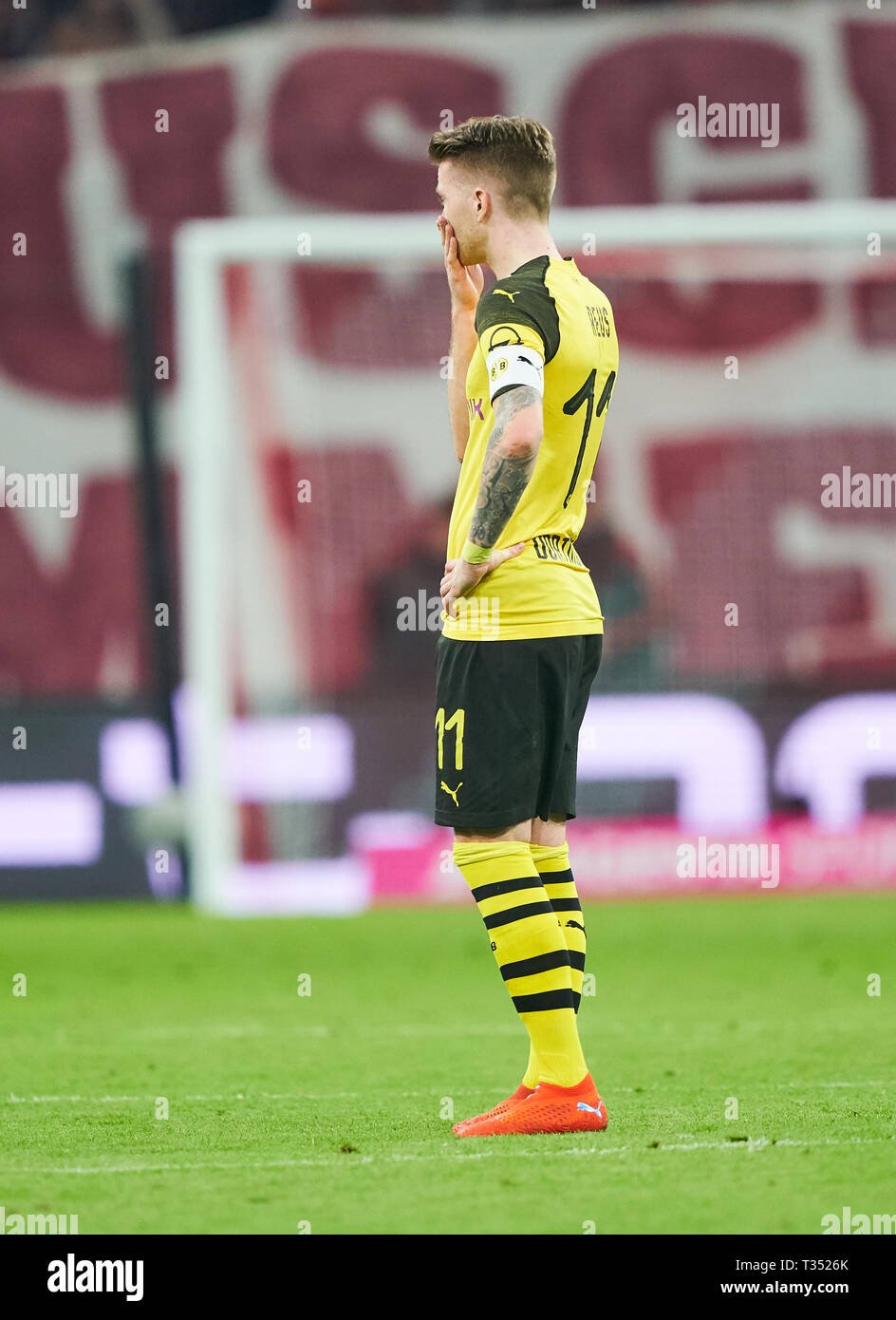Munich, Germany. 06th Apr, 2019. Marco REUS, BVB 11 sad, disappointed ...