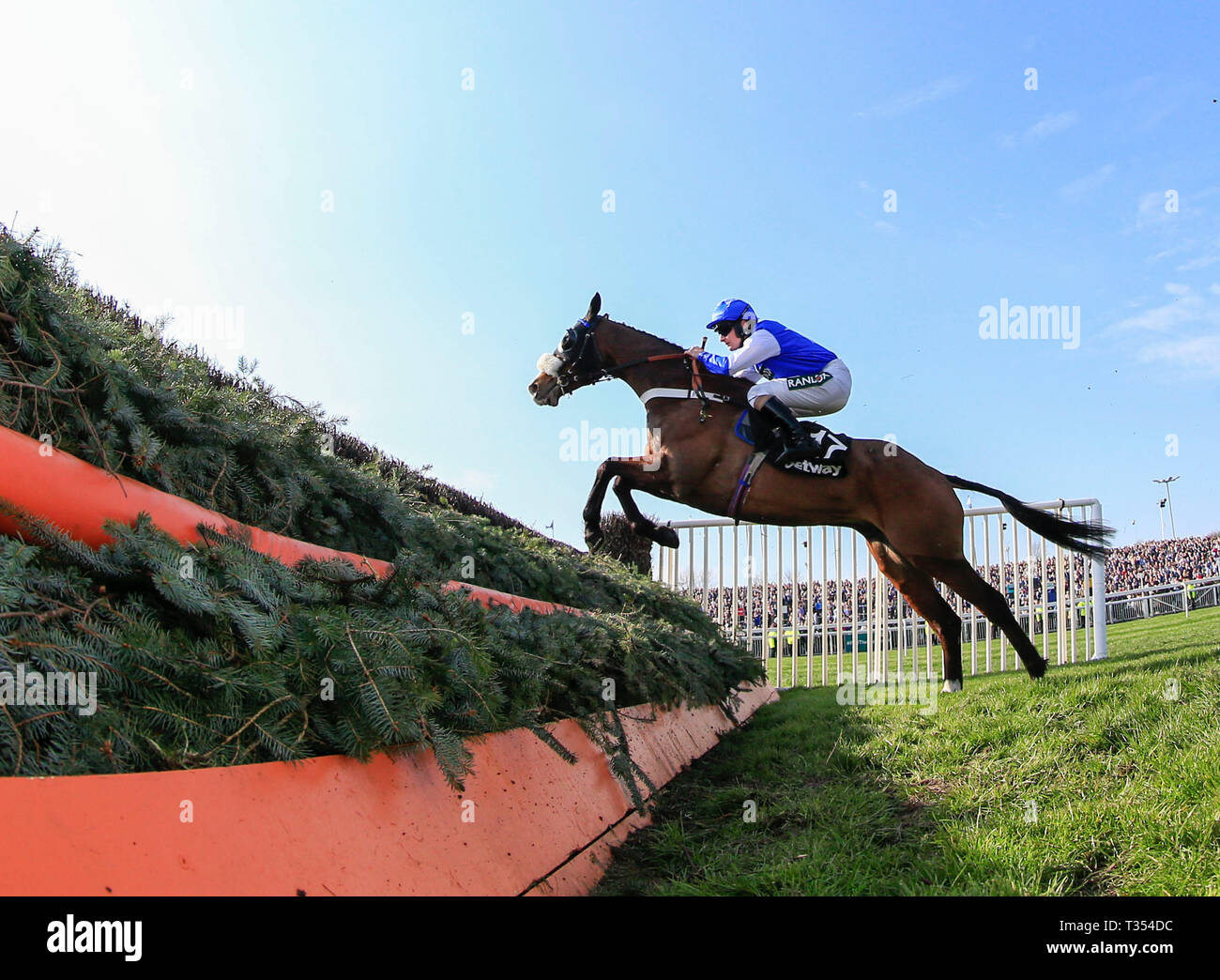 The first fence in the grand national at aintree hi-res stock ...