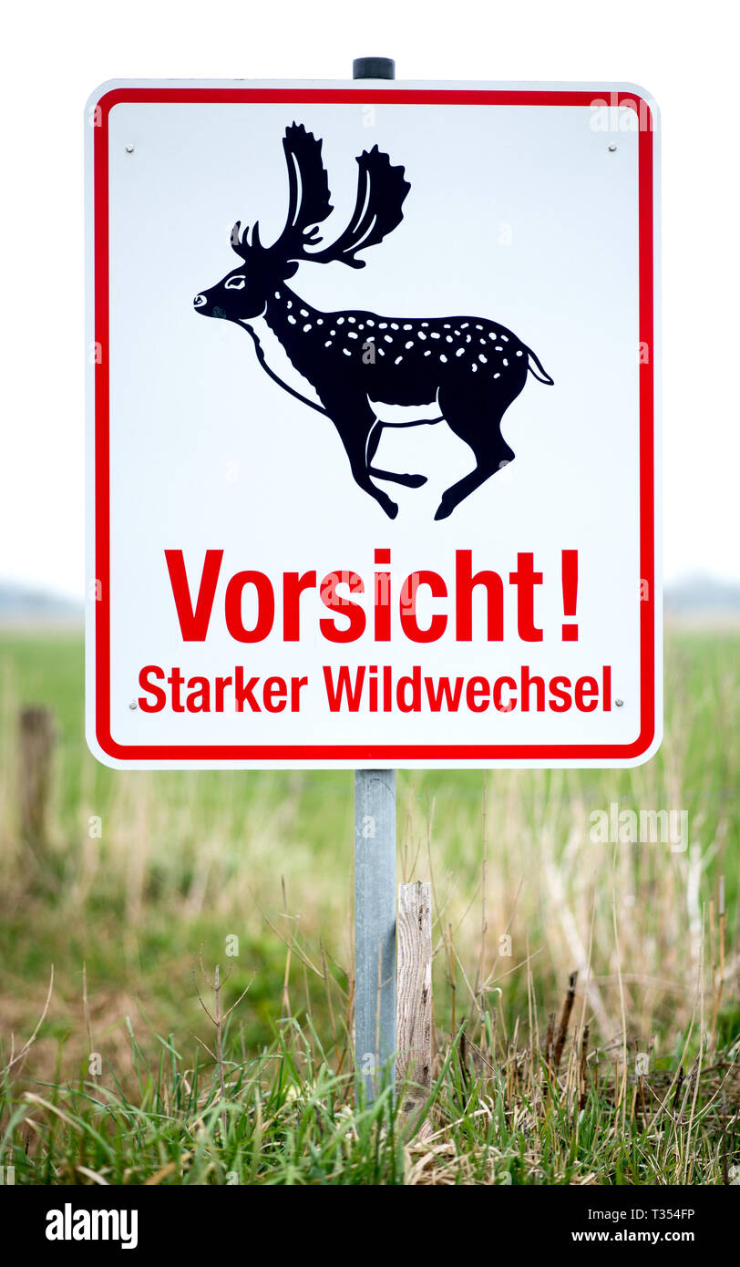 Norddeich, Germany. 04th Apr, 2019. A traffic sign with the inscription ...