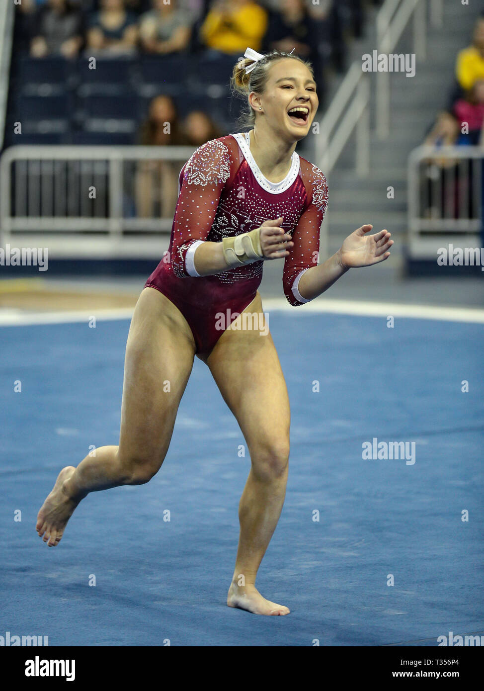 Ann Arbor, MI, USA. 6th Apr, 2019. Alabama's Maddie Desch smiles as she ...