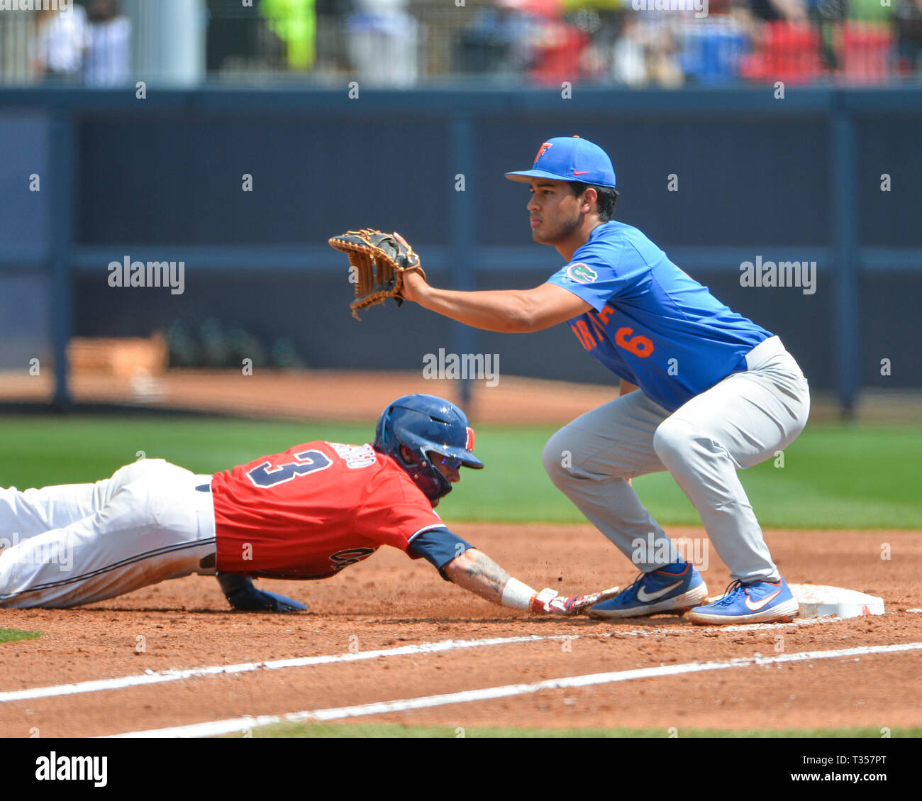 Oxford, MS, USA. 06th Apr, 2019. Florida infielder, Kendrick Calilao (6 ...