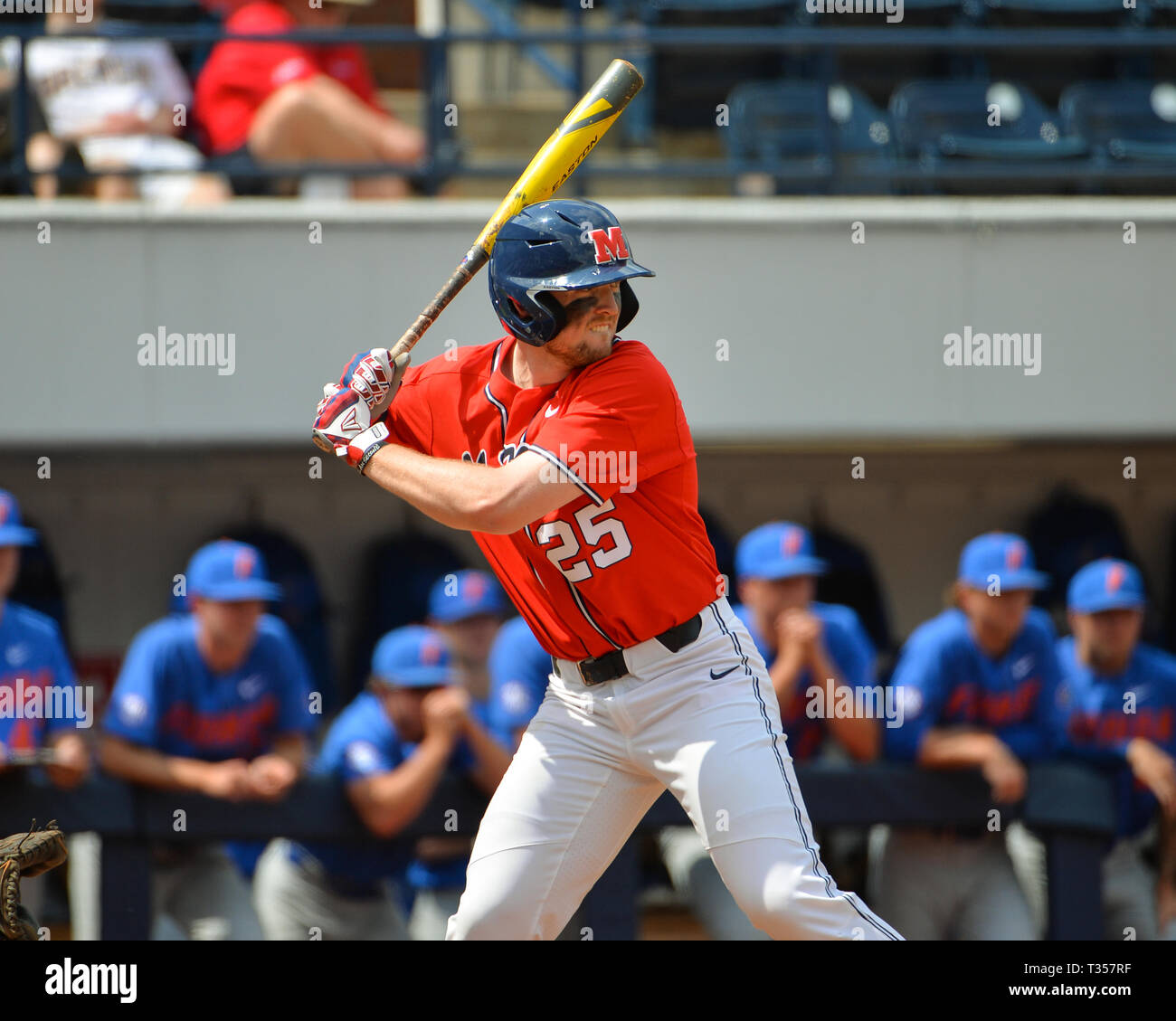 Oxford, MS, USA. 06th Apr, 2019. Ole' Miss outfielder, Tim Elko (25 ...