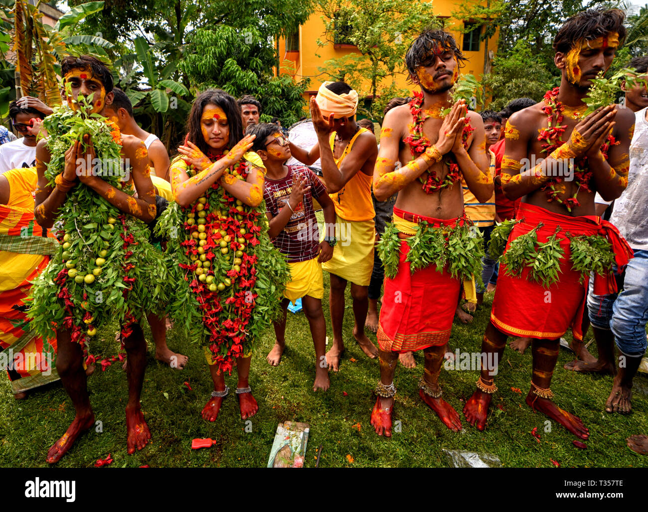 Bandel, India. 06th Apr, 2019. Hindu devotees seen dancing & performing ...