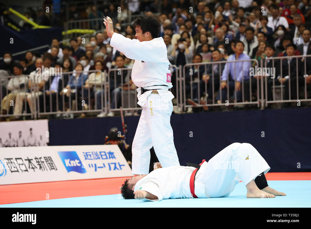 Fukuoka, Japan. 6th Apr, 2019. (L to R) Ryunosuke Haga, Aaron Wolf Judo : All Japan Selected ...
