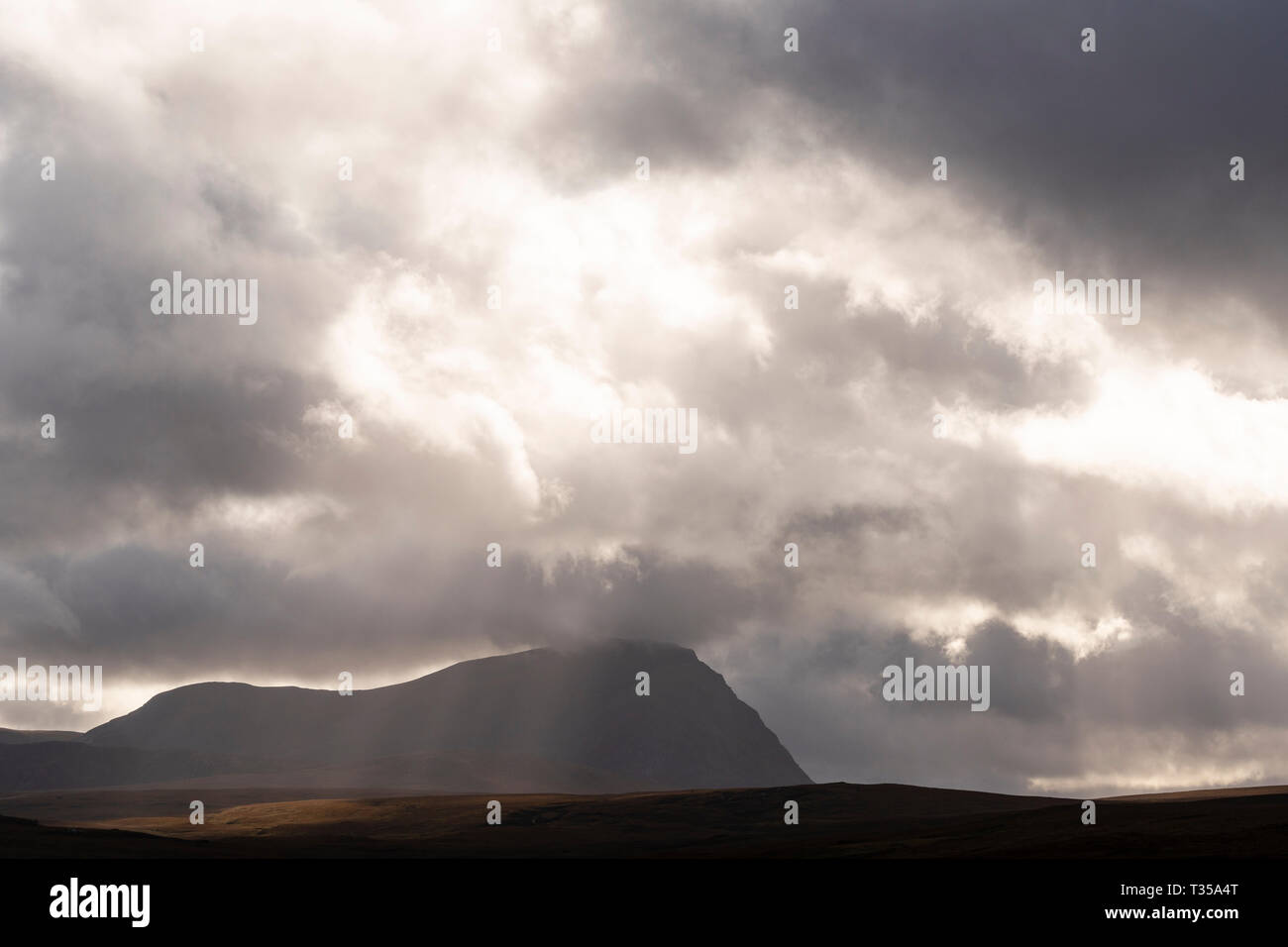 Autumn views of Ben Hope from the A836 south of Tongue, Scotland Stock ...