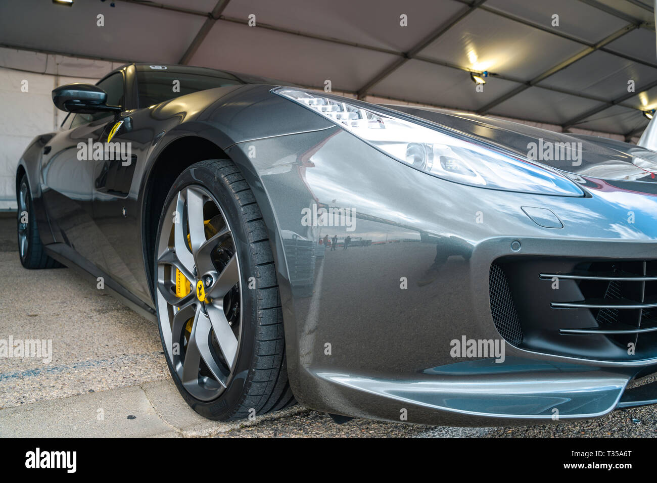 Valencia,Spain - March 30, 2019: : Gray Ferrari F12Berlinetta supercar ...