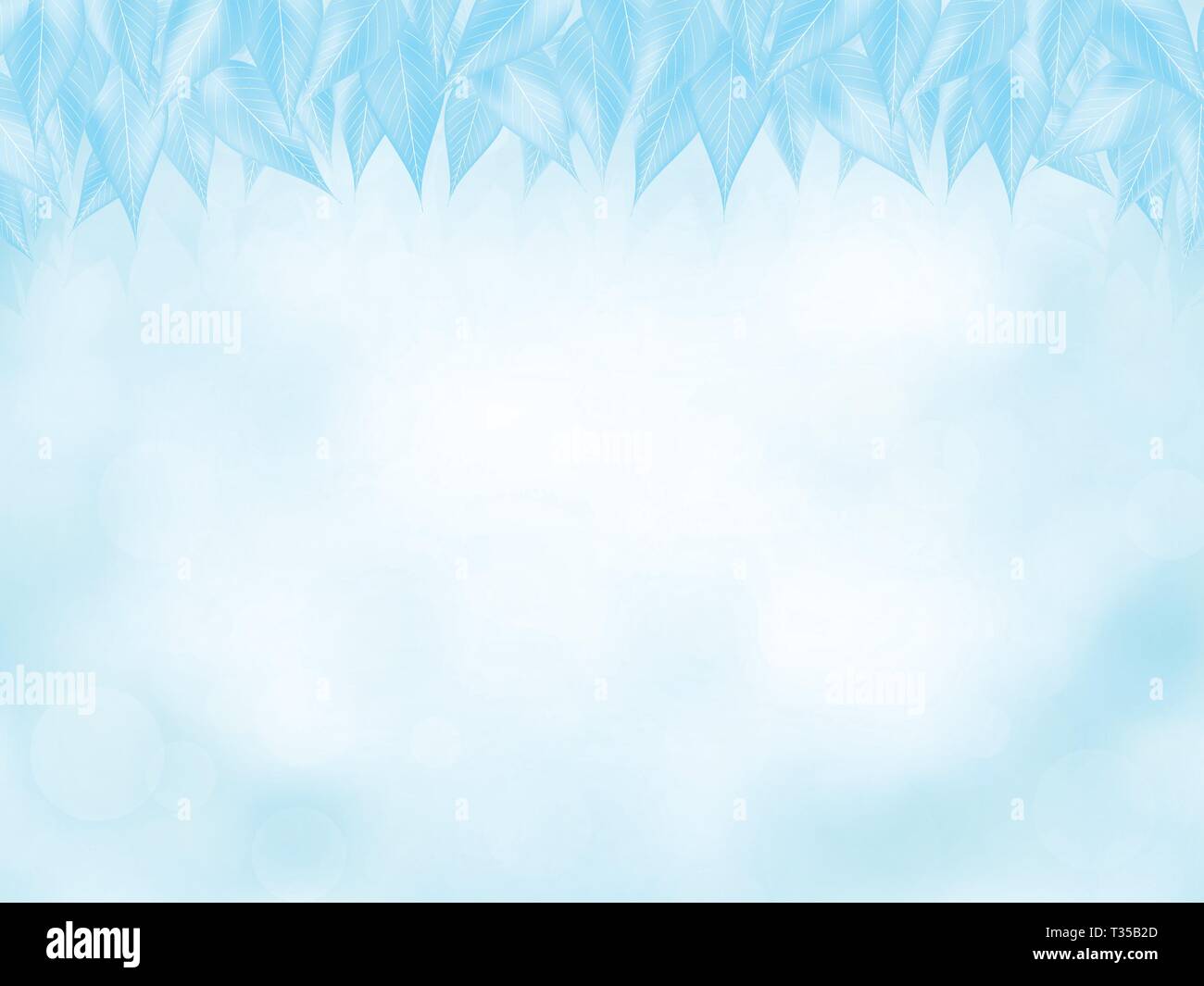 Nature background in winter colors. Icy blue leaves frame behind ...