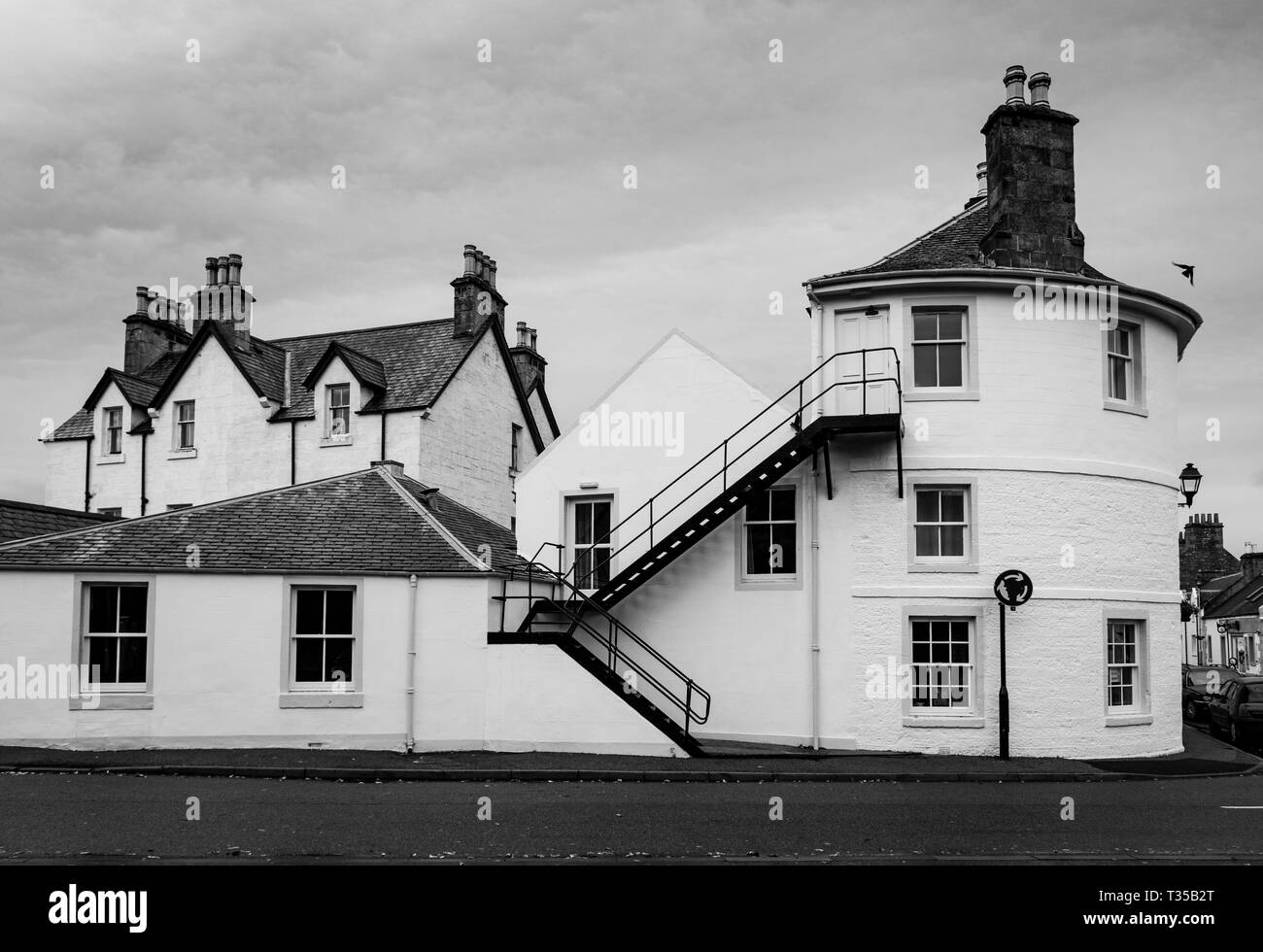 White masonry building in Helmsdale, Scotland Stock Photo - Alamy
