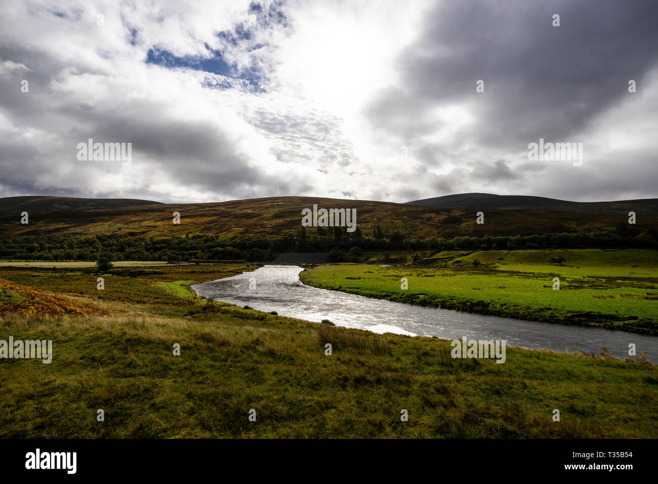 Valley of River Helmsdale on an overcast day in Sutherland, Scotland ...