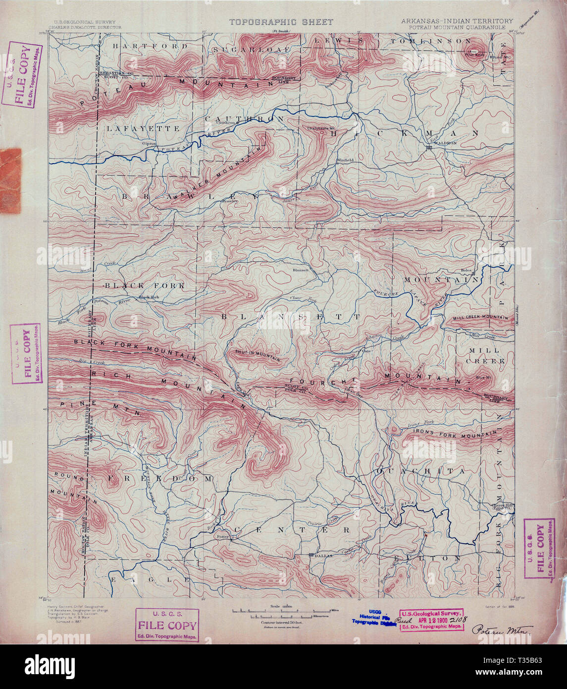 USGS TOPO Map Arkansas AR Poteau Mountain 260558 1899 125000 ...
