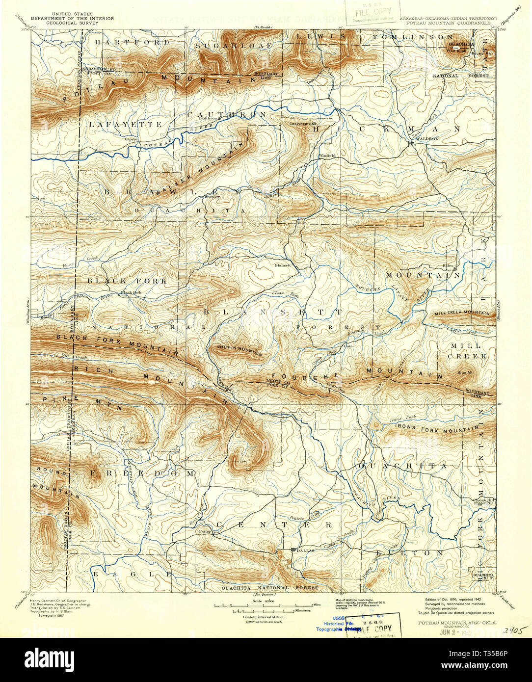 USGS TOPO Map Arkansas AR Poteau Mountain 260561 1899 125000 ...