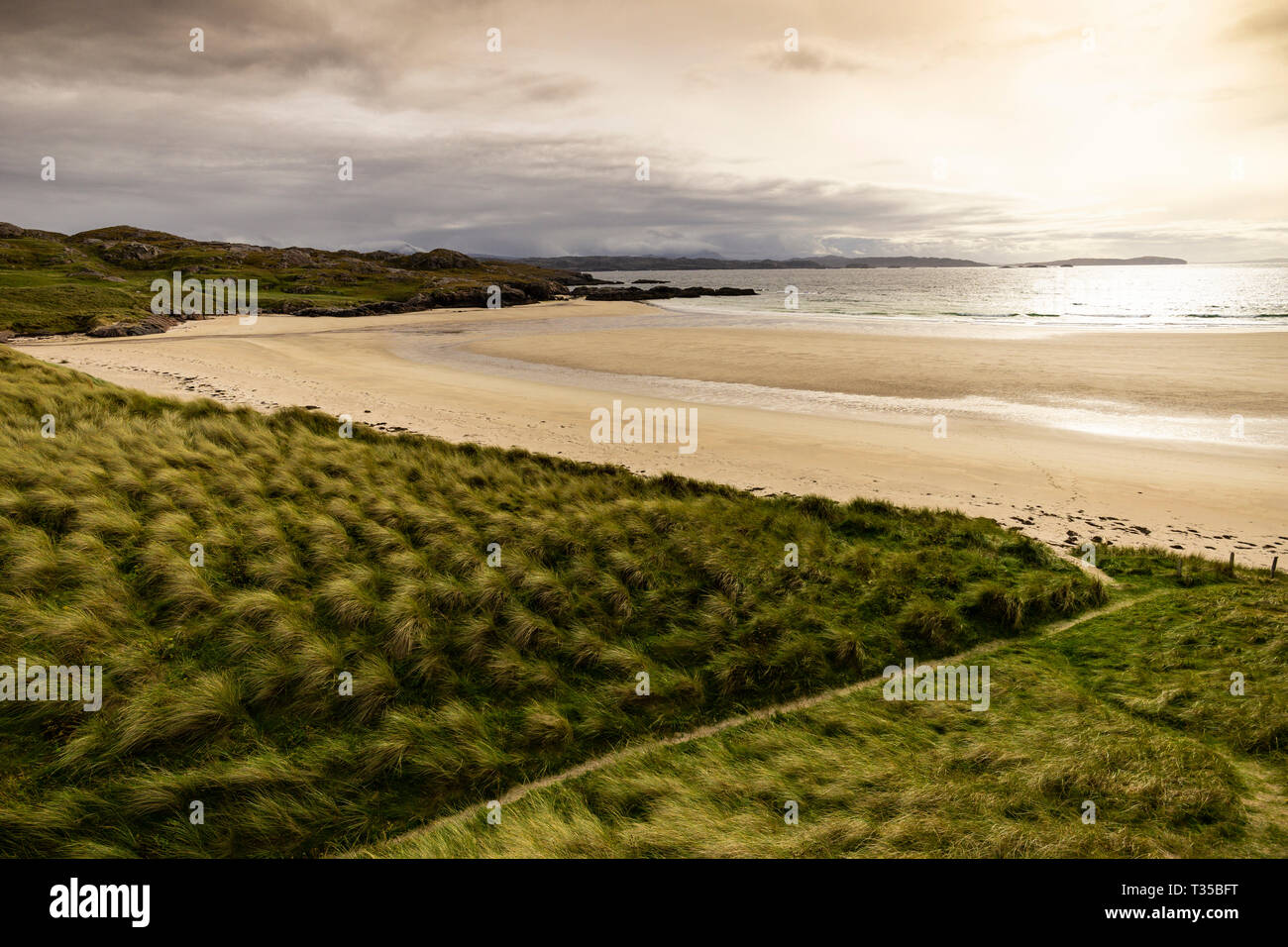 View over Polin Beach near Blairmore in Lairg, northwest Scotland Stock ...