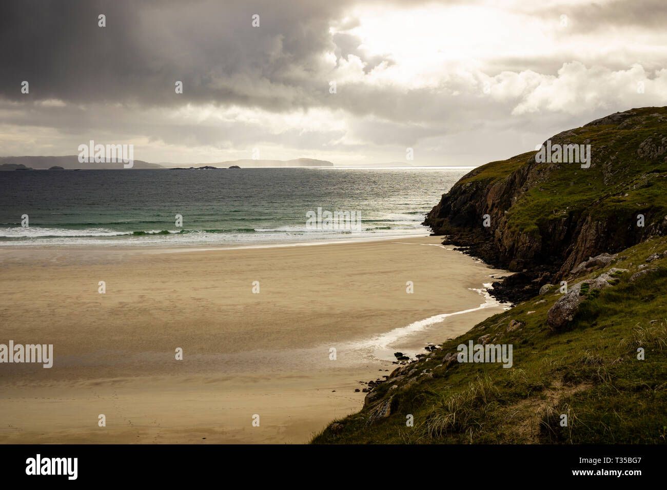 View over Polin Beach near Blairmore in Lairg, northwest Scotland Stock ...