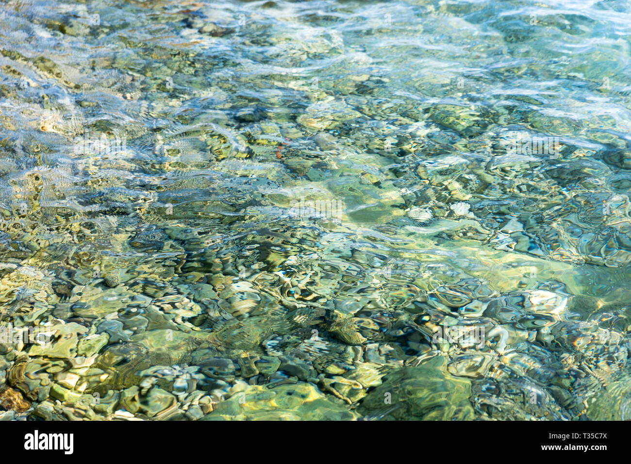 clean sea water at the rocky beach Stock Photo - Alamy