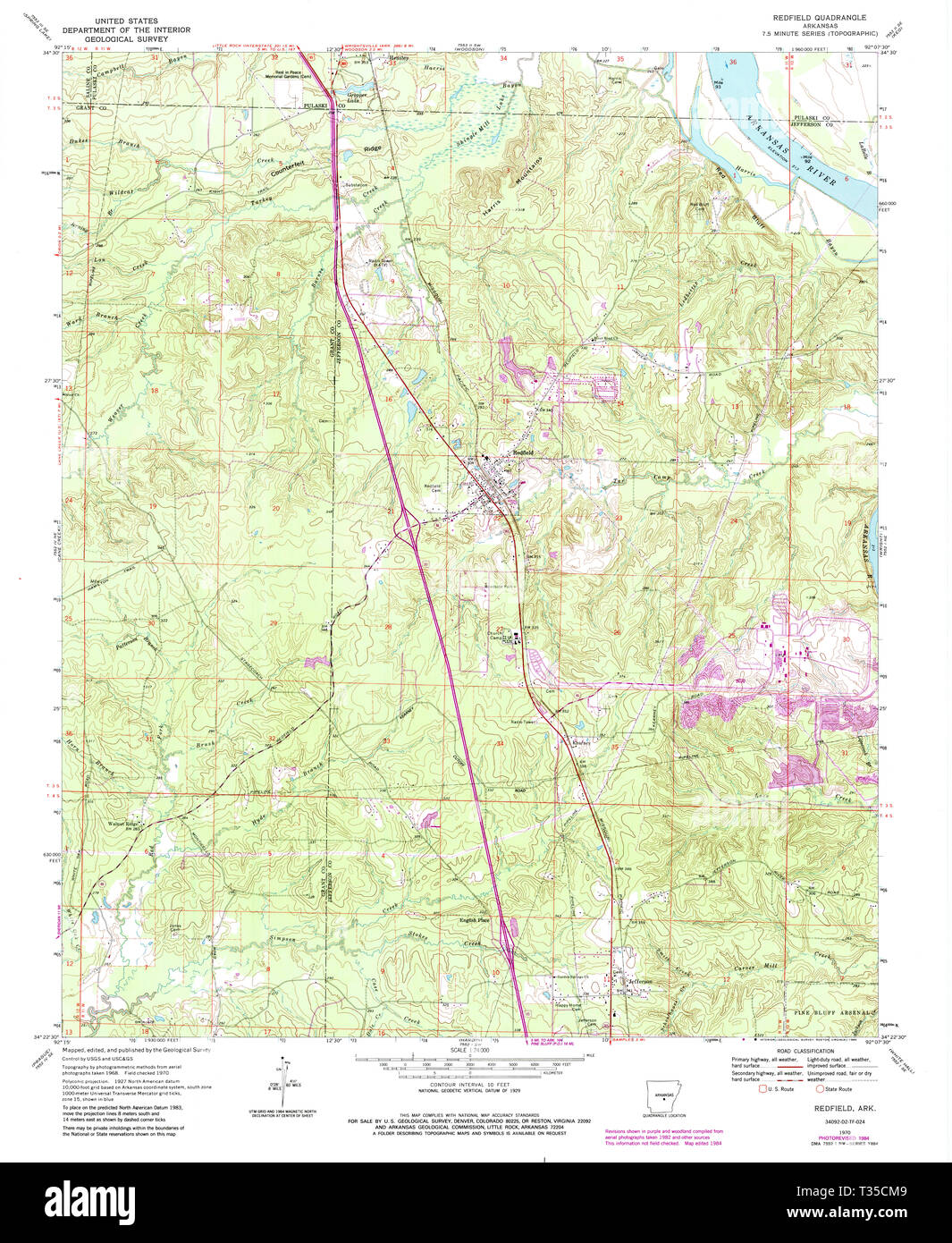 USGS TOPO Map Arkansas AR Redfield 259488 1970 24000 Restoration Stock ...