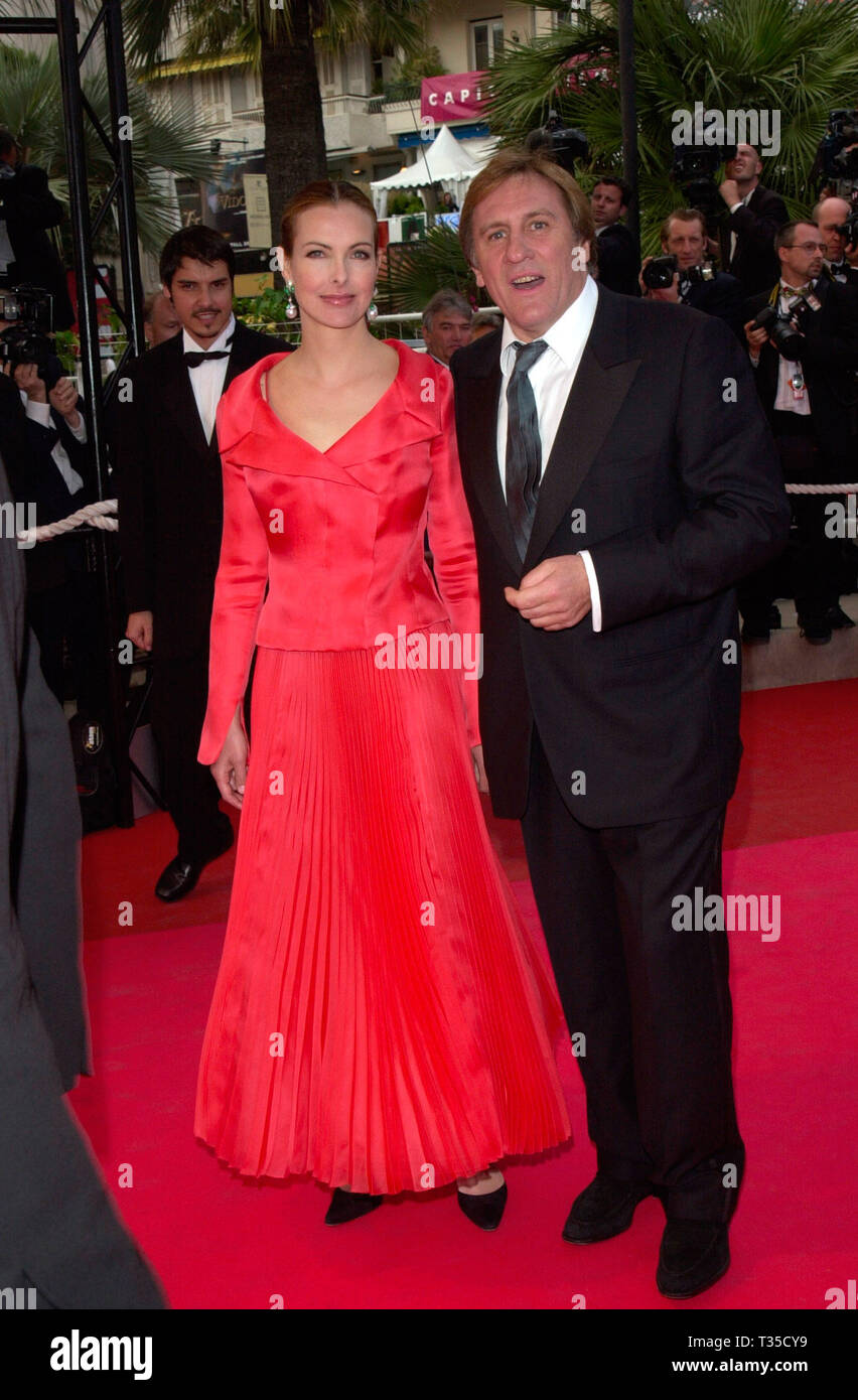 CANNES, FRANCE. May 11, 2001: Actor GERARD DEPARDIEU & actress wife ...