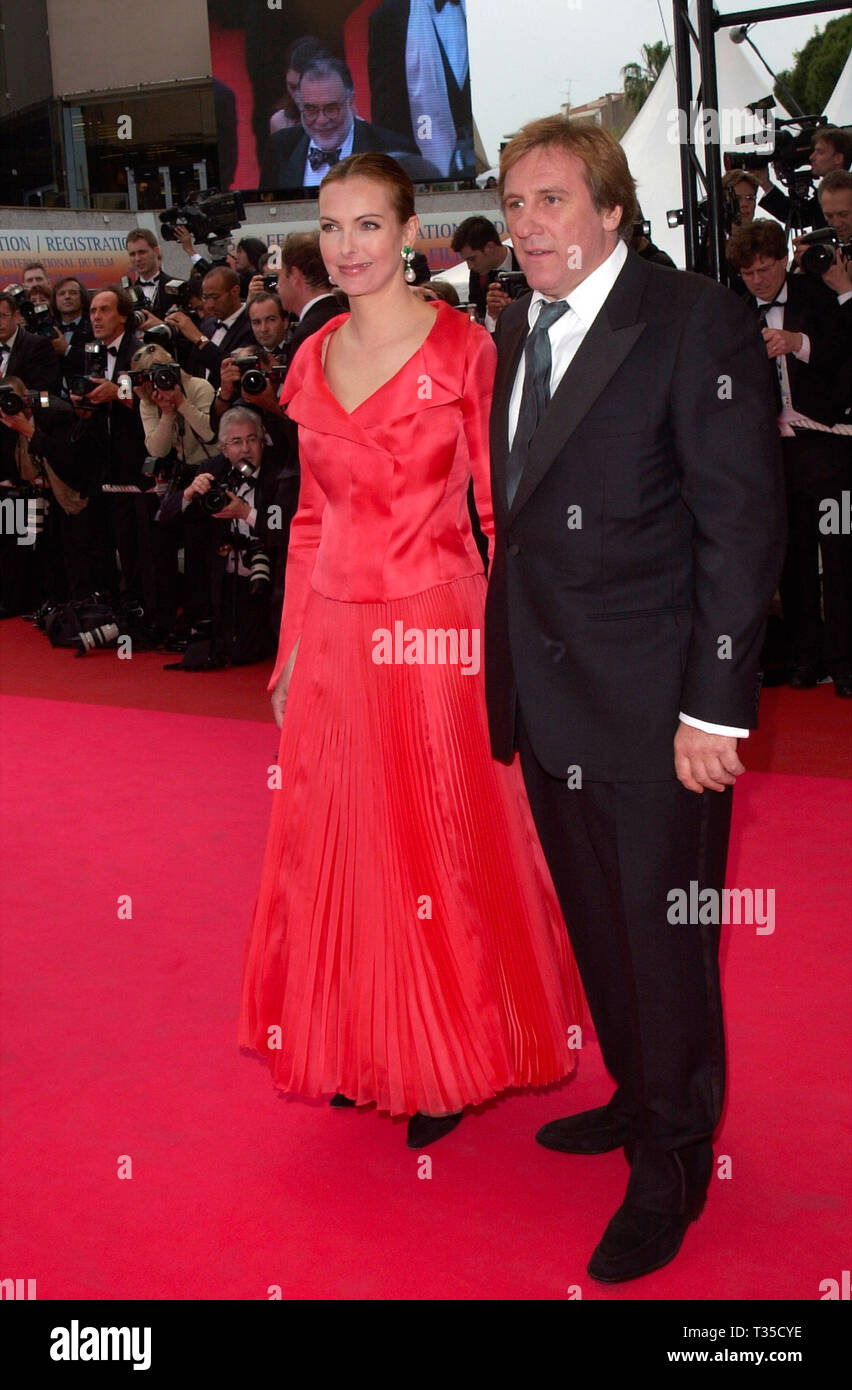 CANNES, FRANCE. May 11, 2001: Actor GERARD DEPARDIEU & actress wife ...