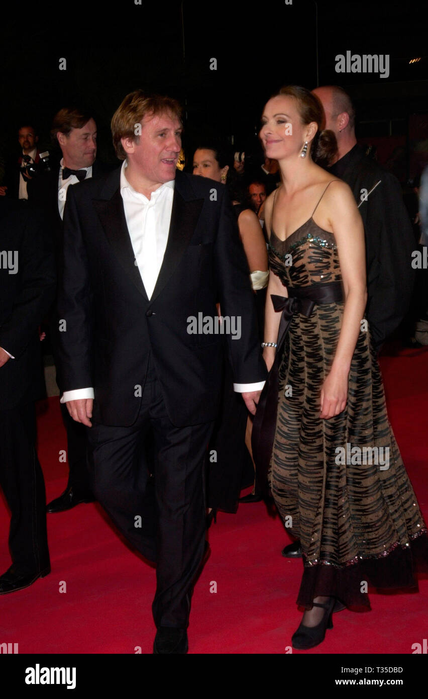 CANNES, FRANCE. May 12, 2001: Actor GERARD DEPARDIEU & actress wife ...