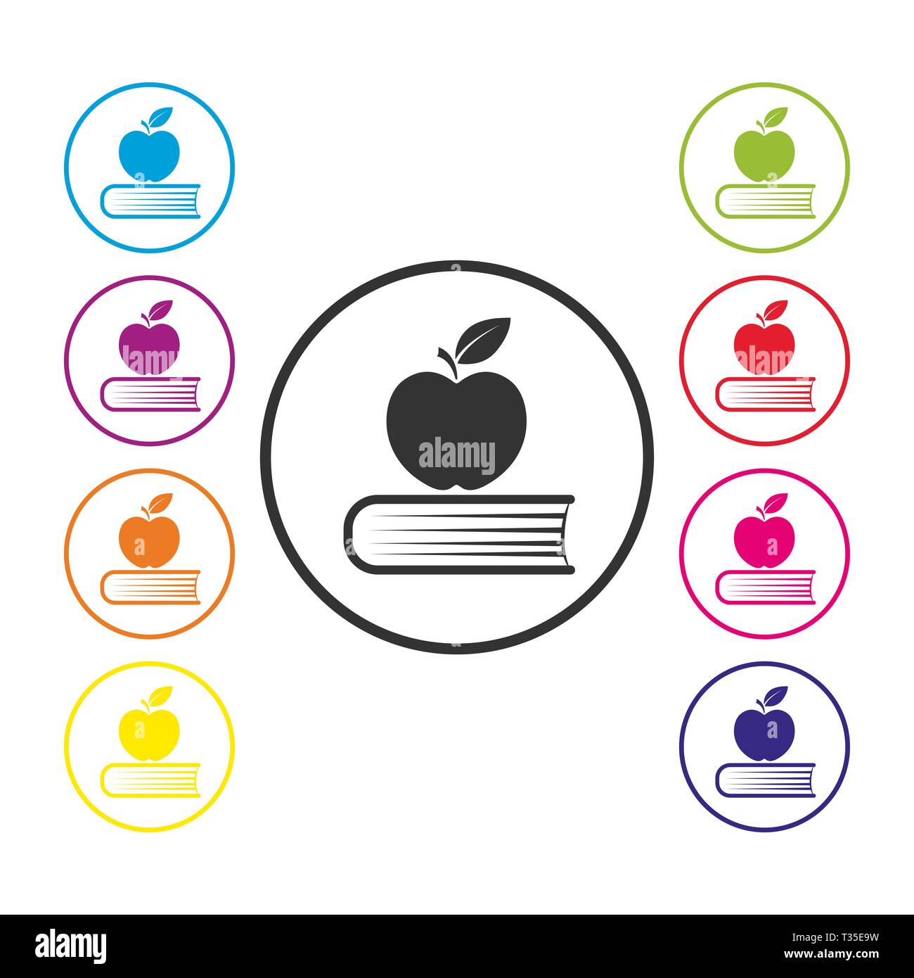 Set of colored round education icons, flat design Stock Vector Image ...