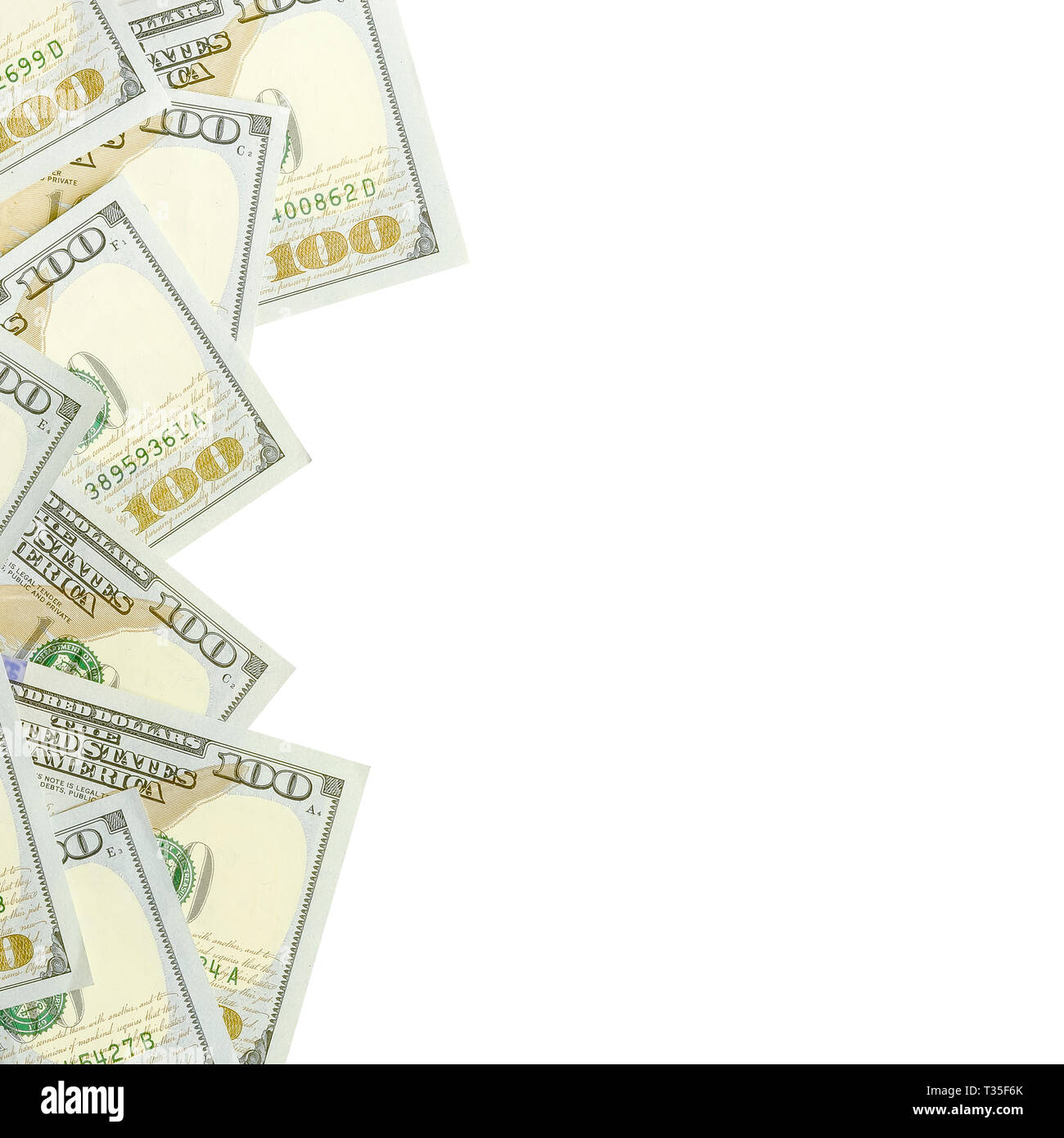 A border of American money isolated on white with copy space. Money ...