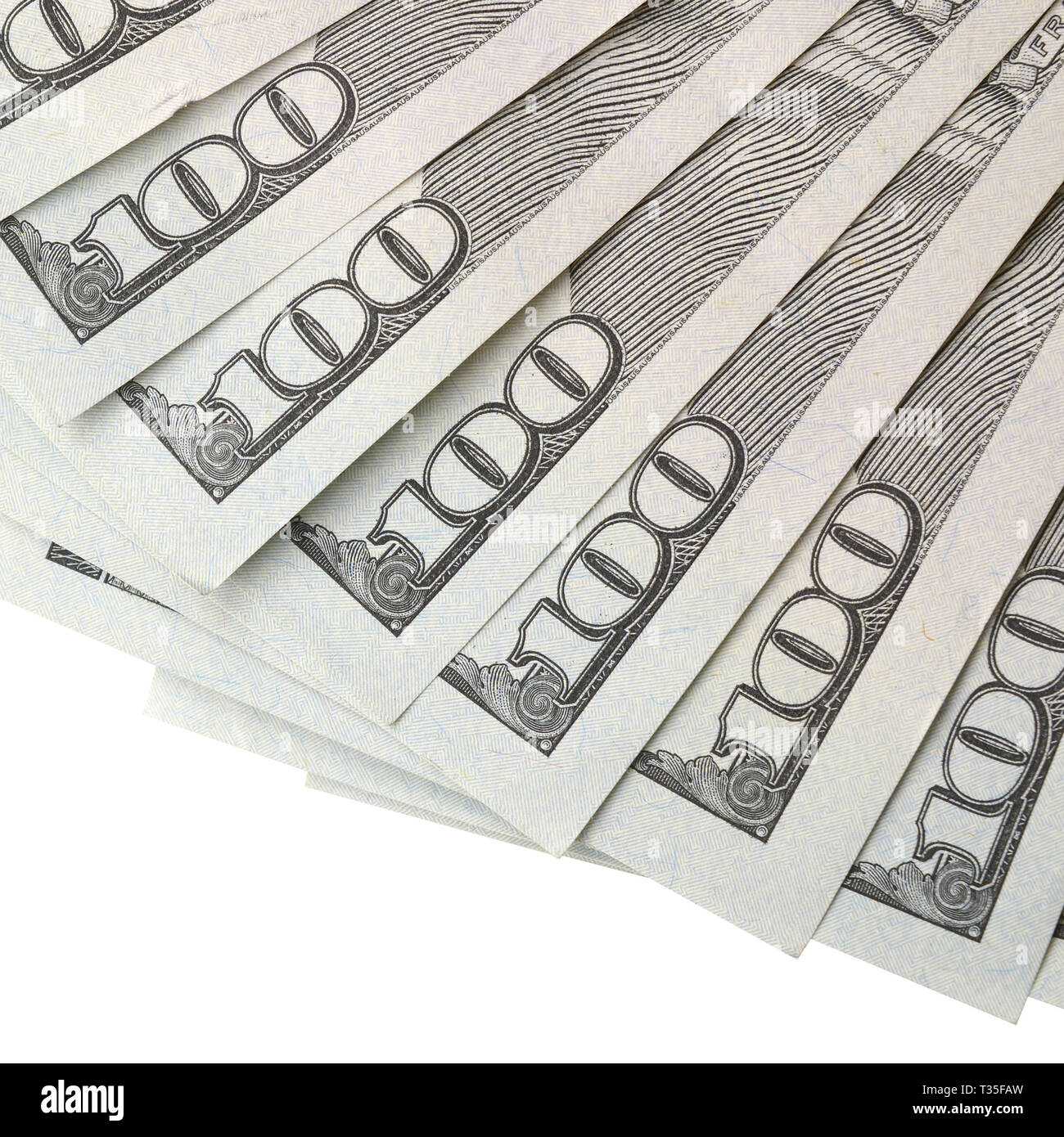 A border of American money isolated on white with copy space. Money ...
