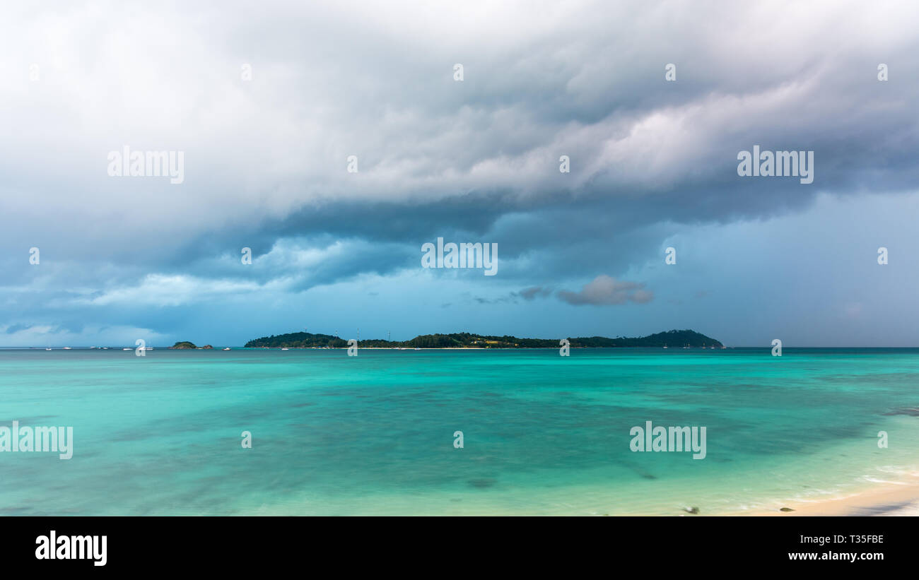 Climate change with storm clouds and rain over Koh Lipe island and the ...