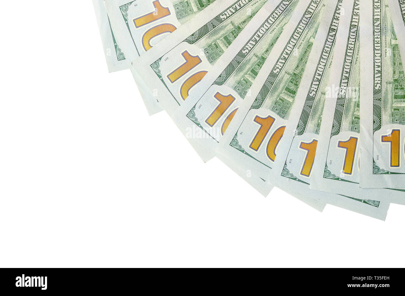 A border of American money isolated on white with copy space. Money ...