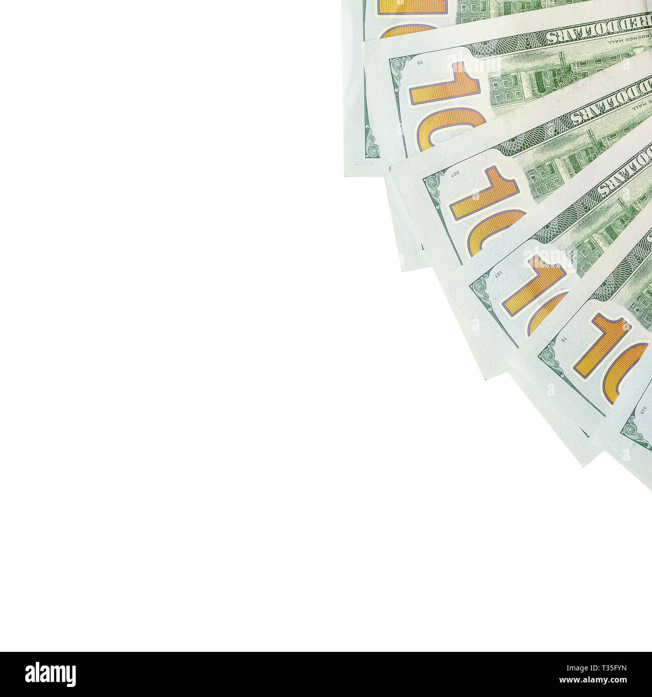 A border of American money isolated on white with copy space. Money ...