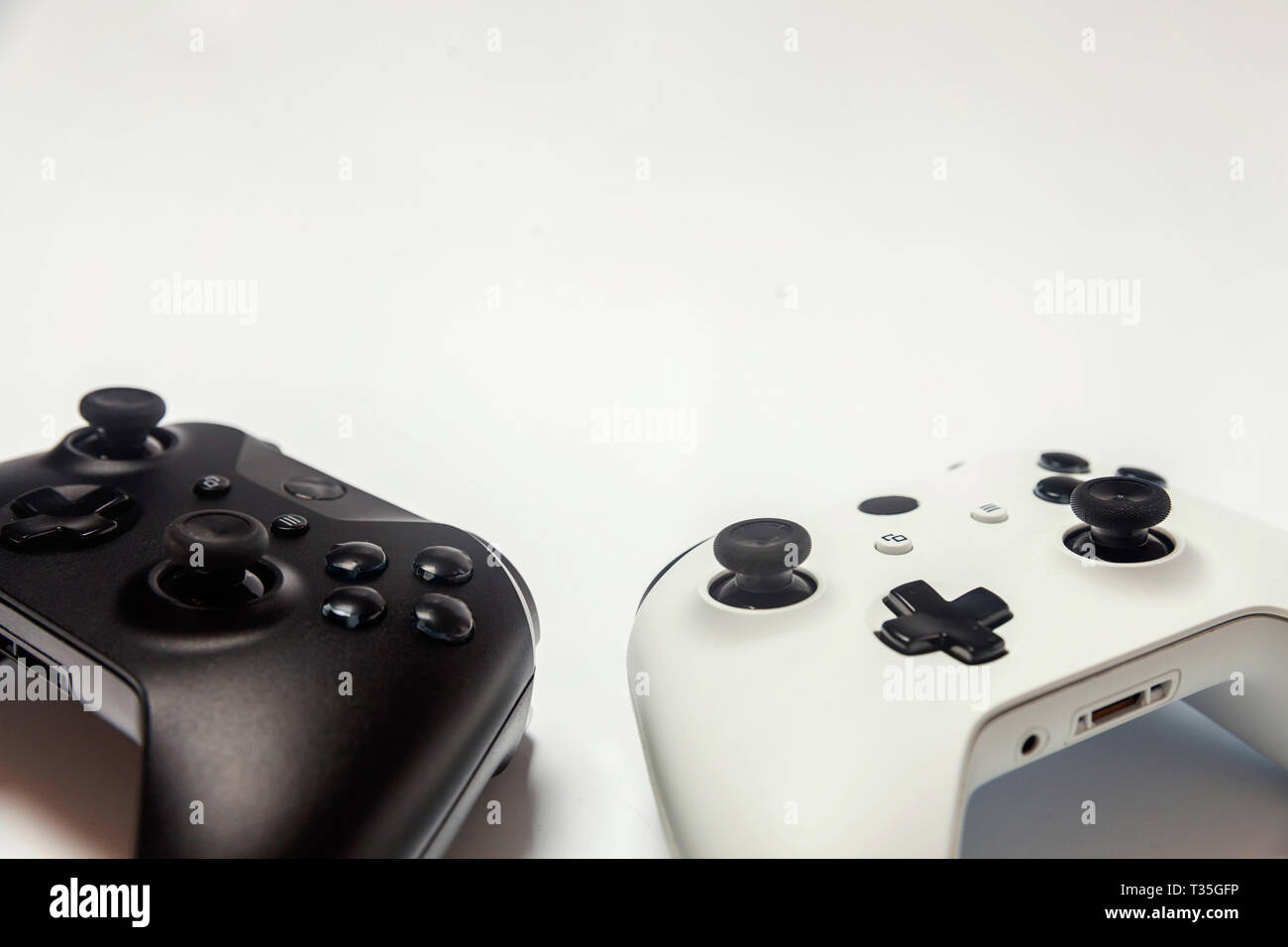 White And Black Two Joystick Gamepad Game Console Isolated On White Background Computer Gaming