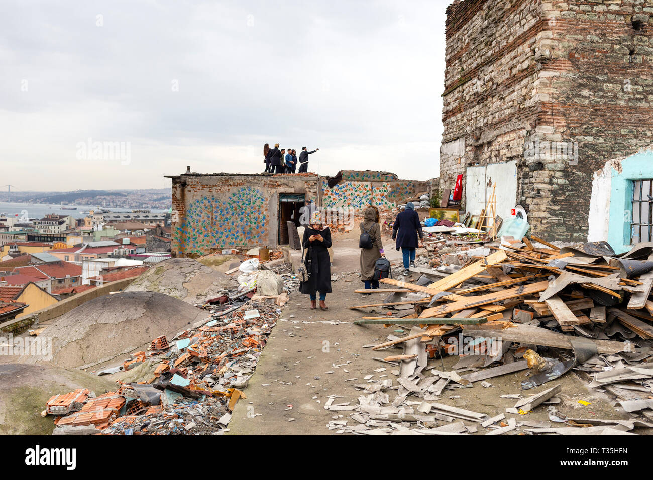 Rooftop Istanbul view from Sagir han. Sagir han is an old bazaar ...