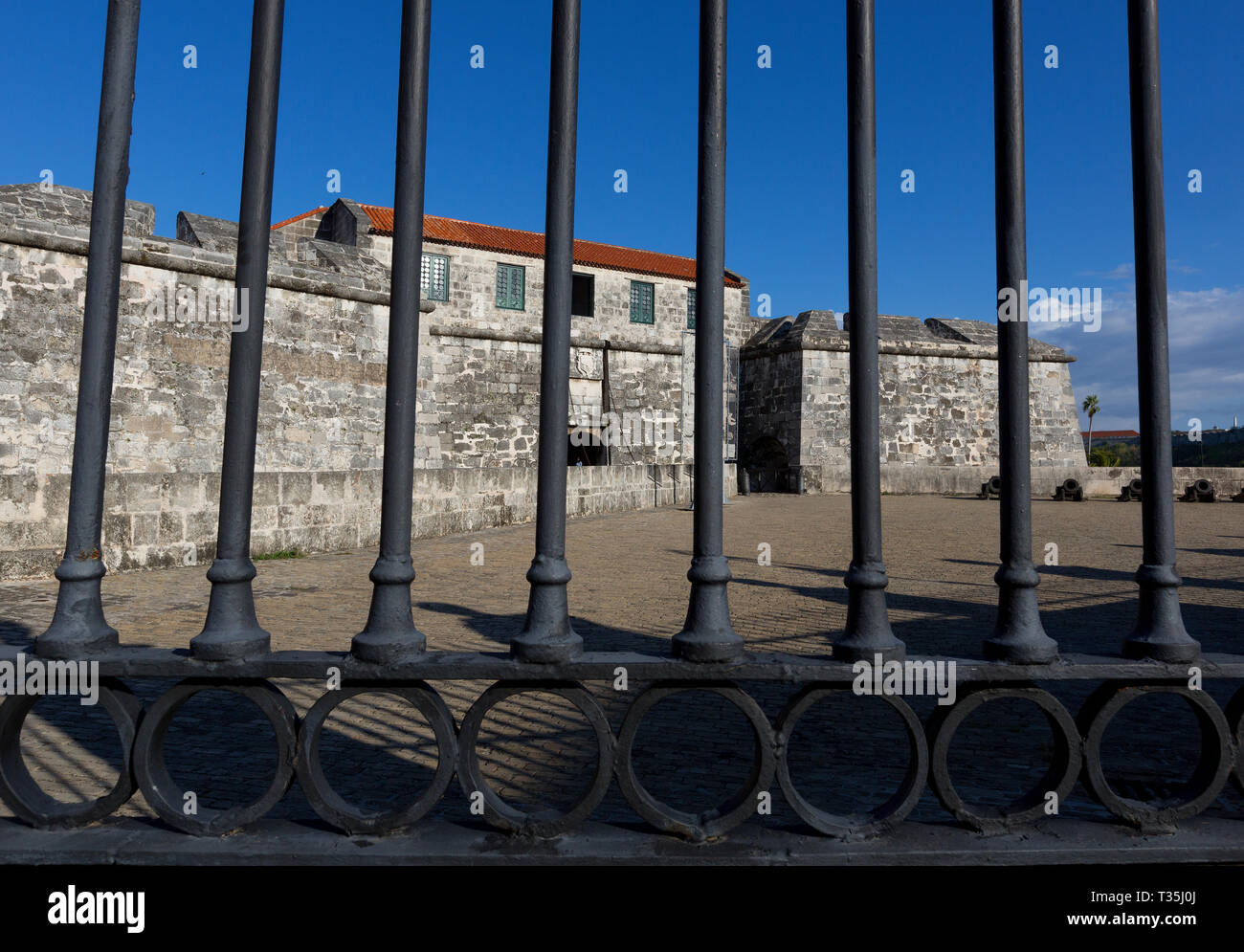 Wrought iron gate view of the 16th century fort Castillo de la Real ...